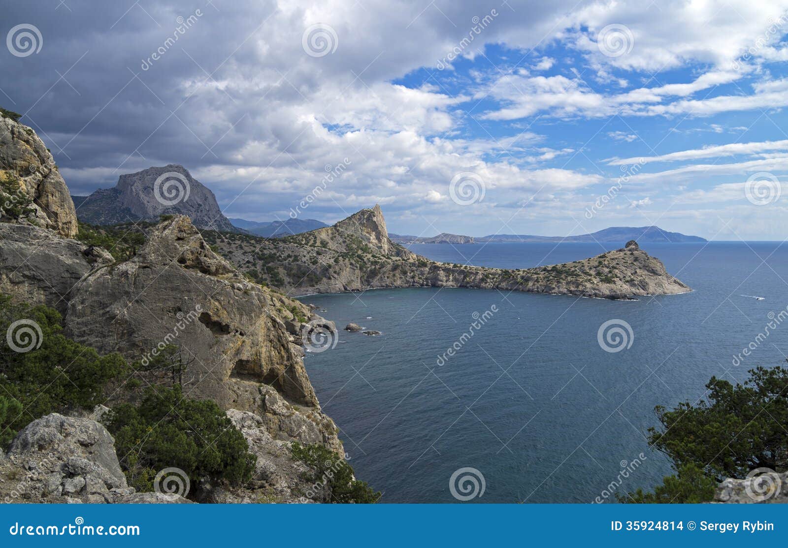 Coastal cliffs in Crimea. stock photo. Image of pine - 35924814