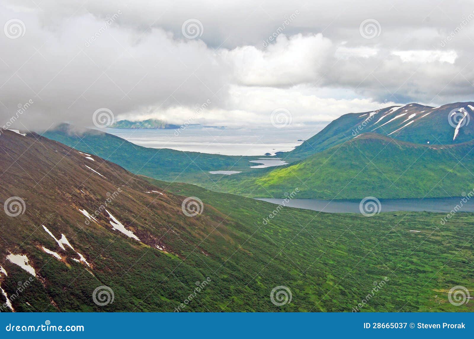 Coastal Clouds Over Island Hills Stock Image - Image of kodiak, green ...