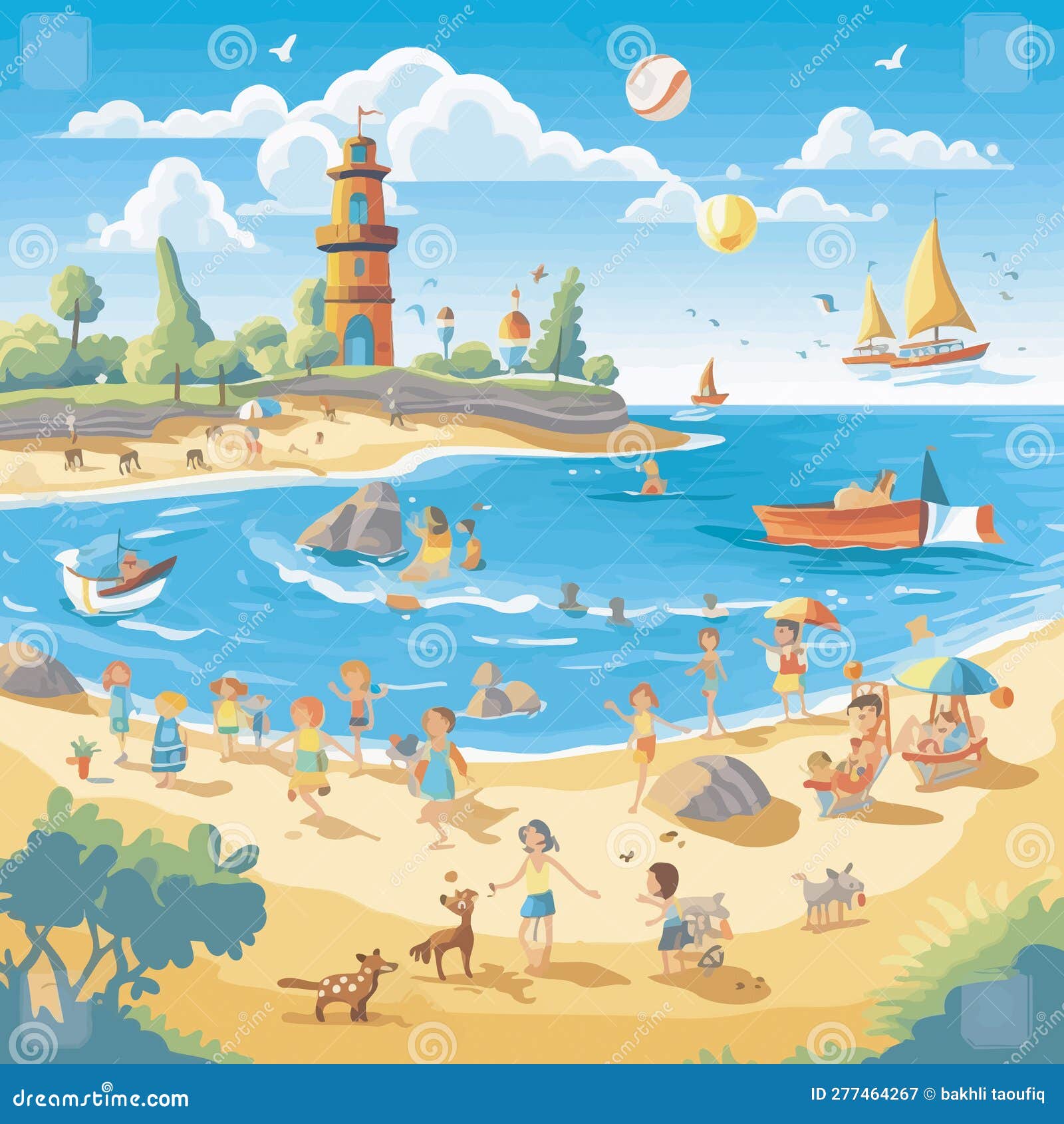 Coastal Escapes - Enjoying the Beach Life Stock Vector - Illustration ...