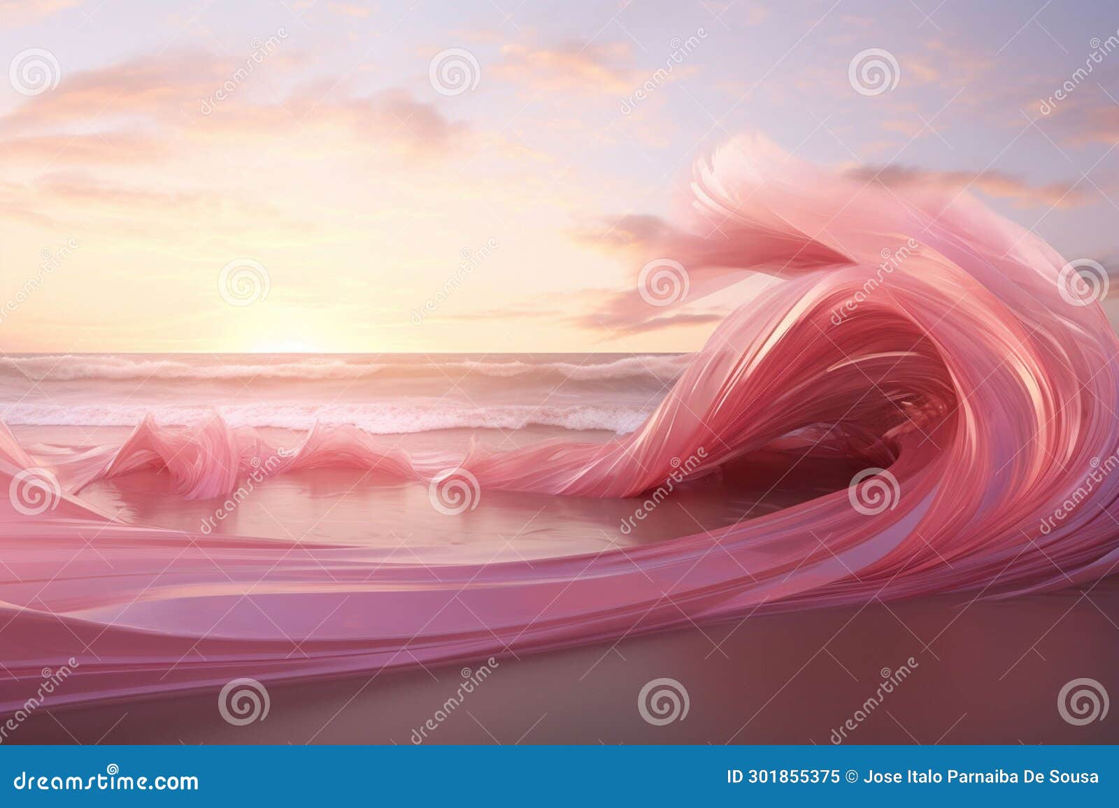 Coastal Harmony Waves Converging into a Scene of Stock Illustration ...