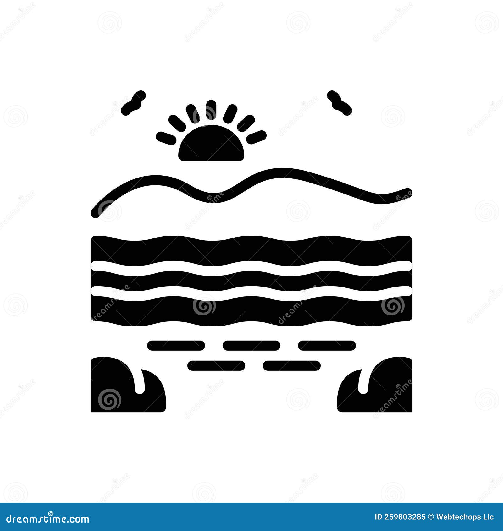 Black Solid Icon for Coastal, Seaside and Beach Stock Vector ...