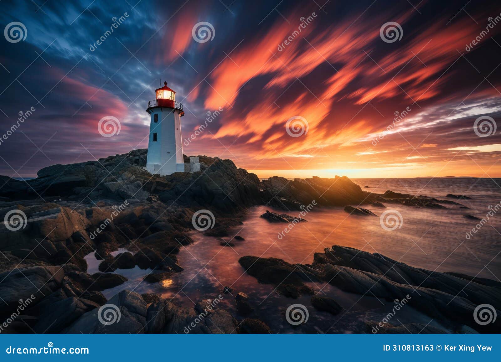 Lighthouse At Dusk A Scary Lighthouse In A Hellish Volcano, With Lava ...