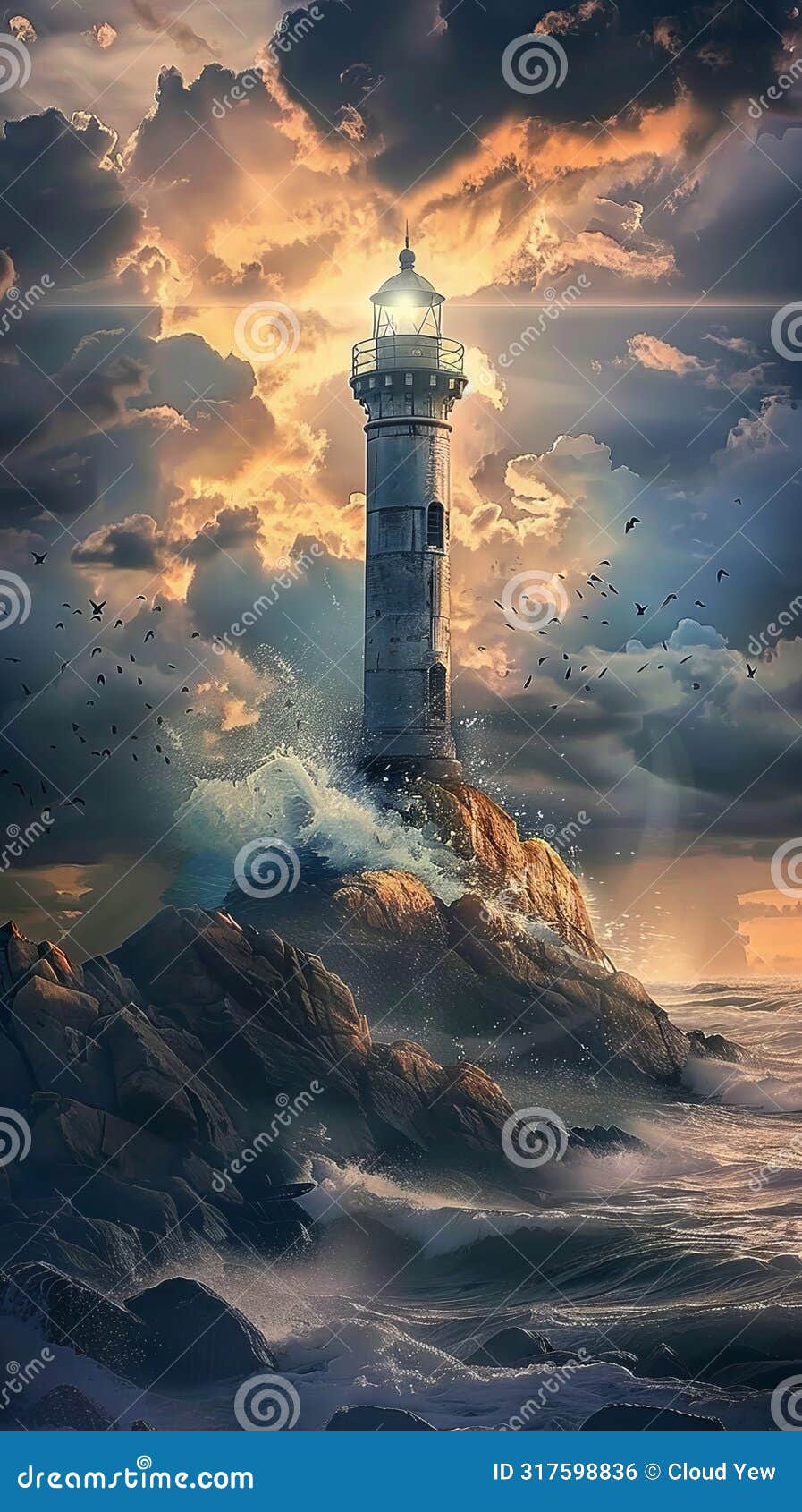 Coastal Lighthouses Standing Sentinel Over the Sea Stock Illustration ...