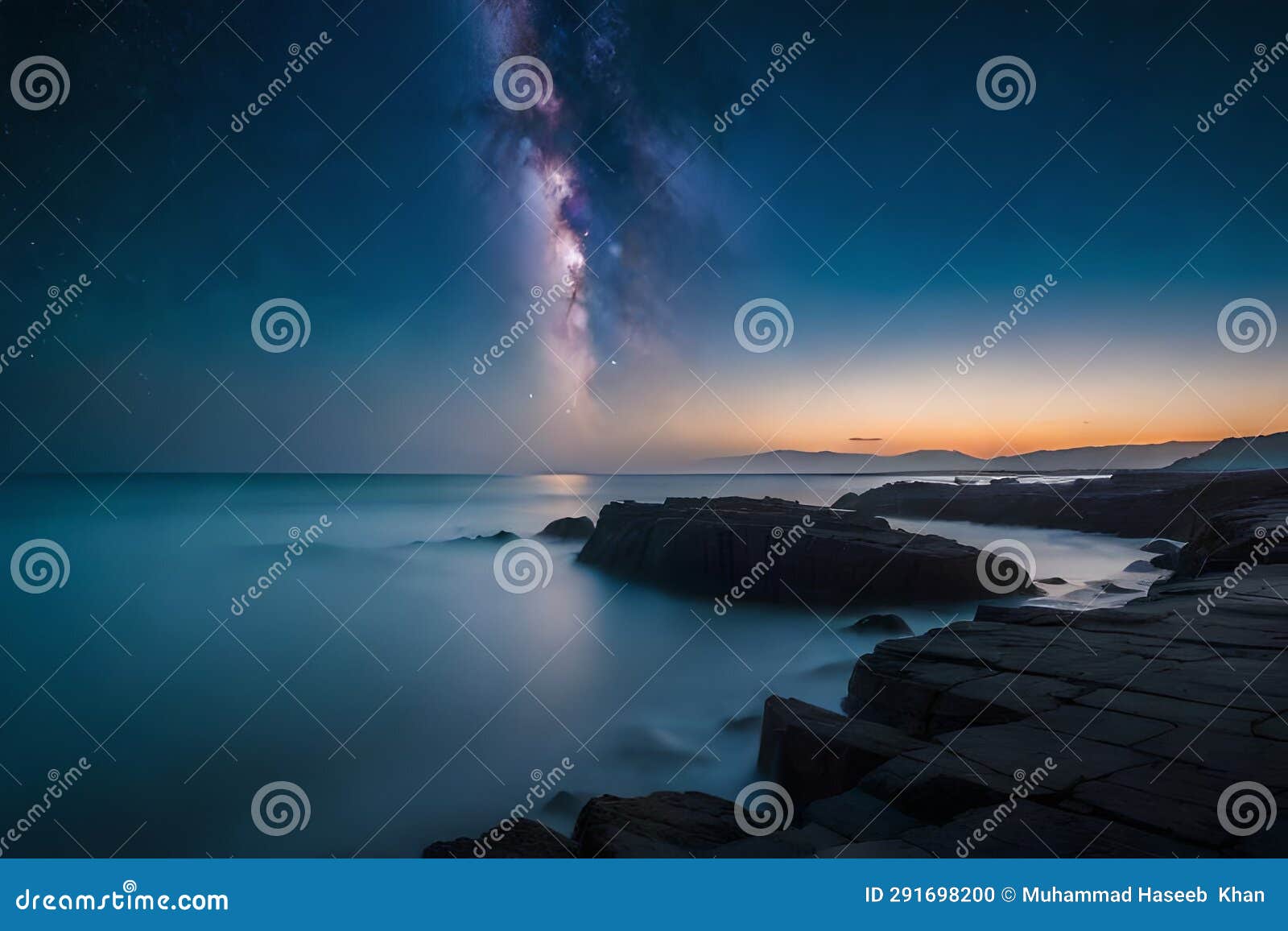 Ocean view at night stock photo. Image of coastal, screenshot - 291698200