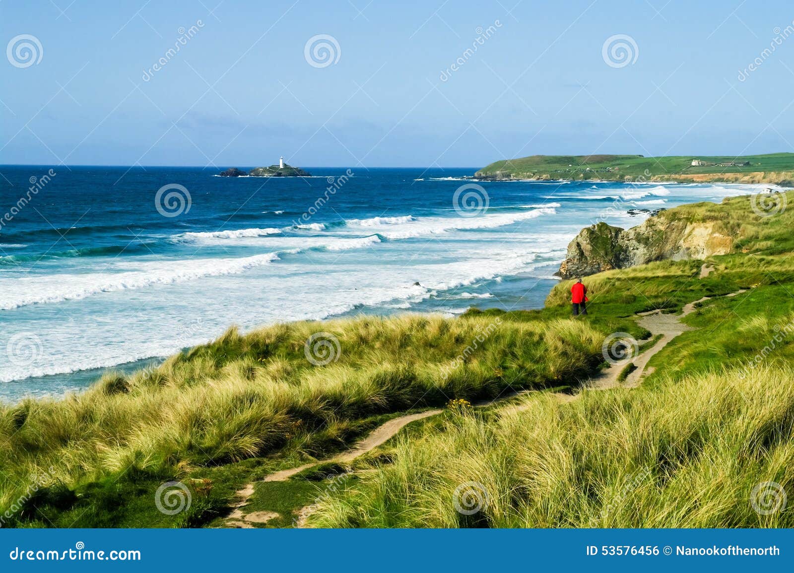 Coastal Path and Foreshore at Godrevy Point Stock Photo - Image of ives ...