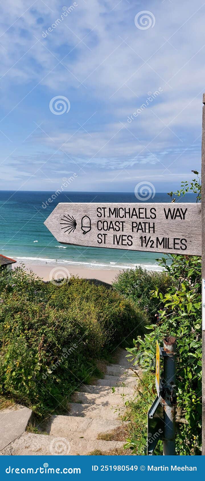 Coastal Path Sign Pointing To St Ives. Stock Image - Image of sand ...