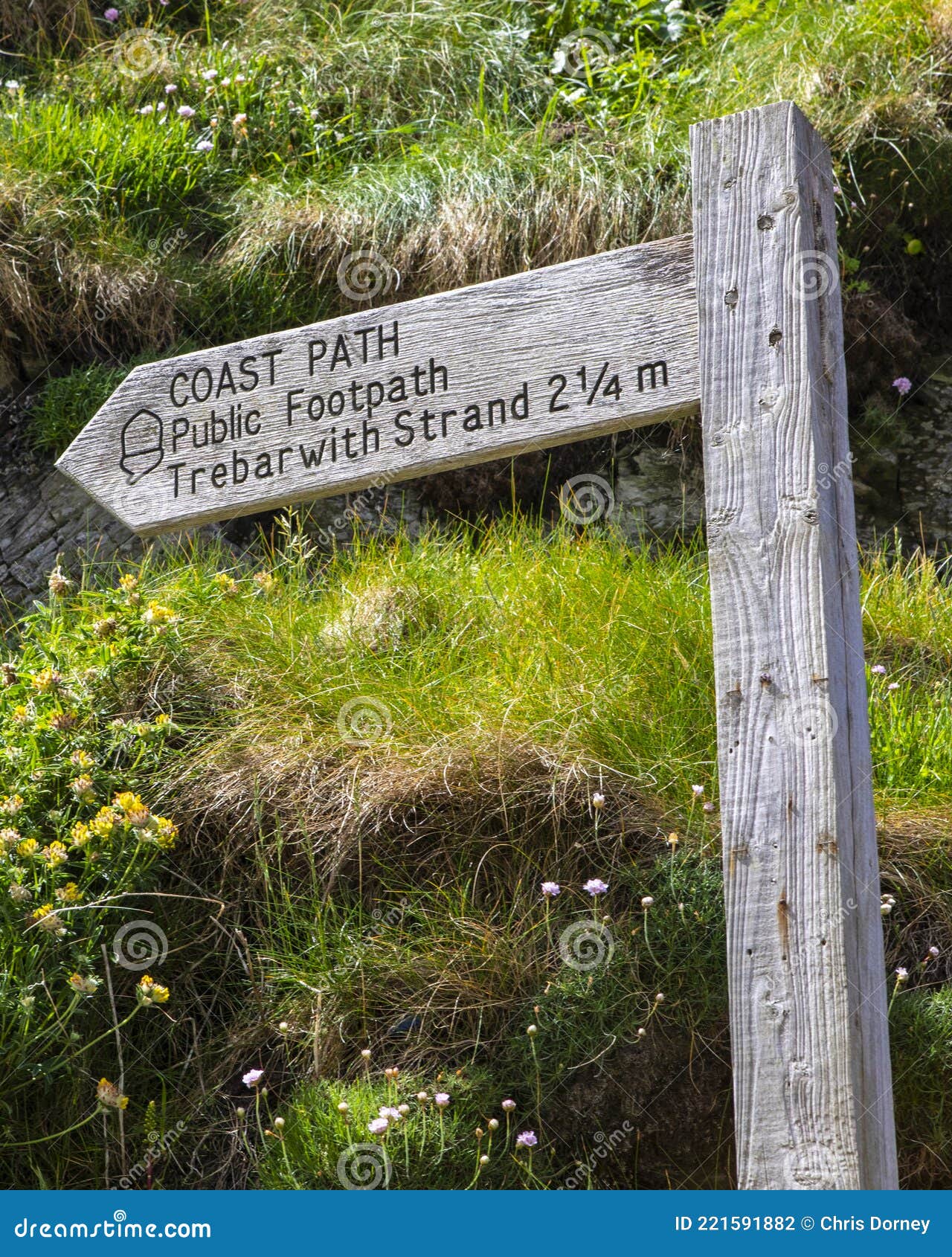 Coastal Path Sign at Tintagel in Cornwall, UK Stock Photo - Image of ...
