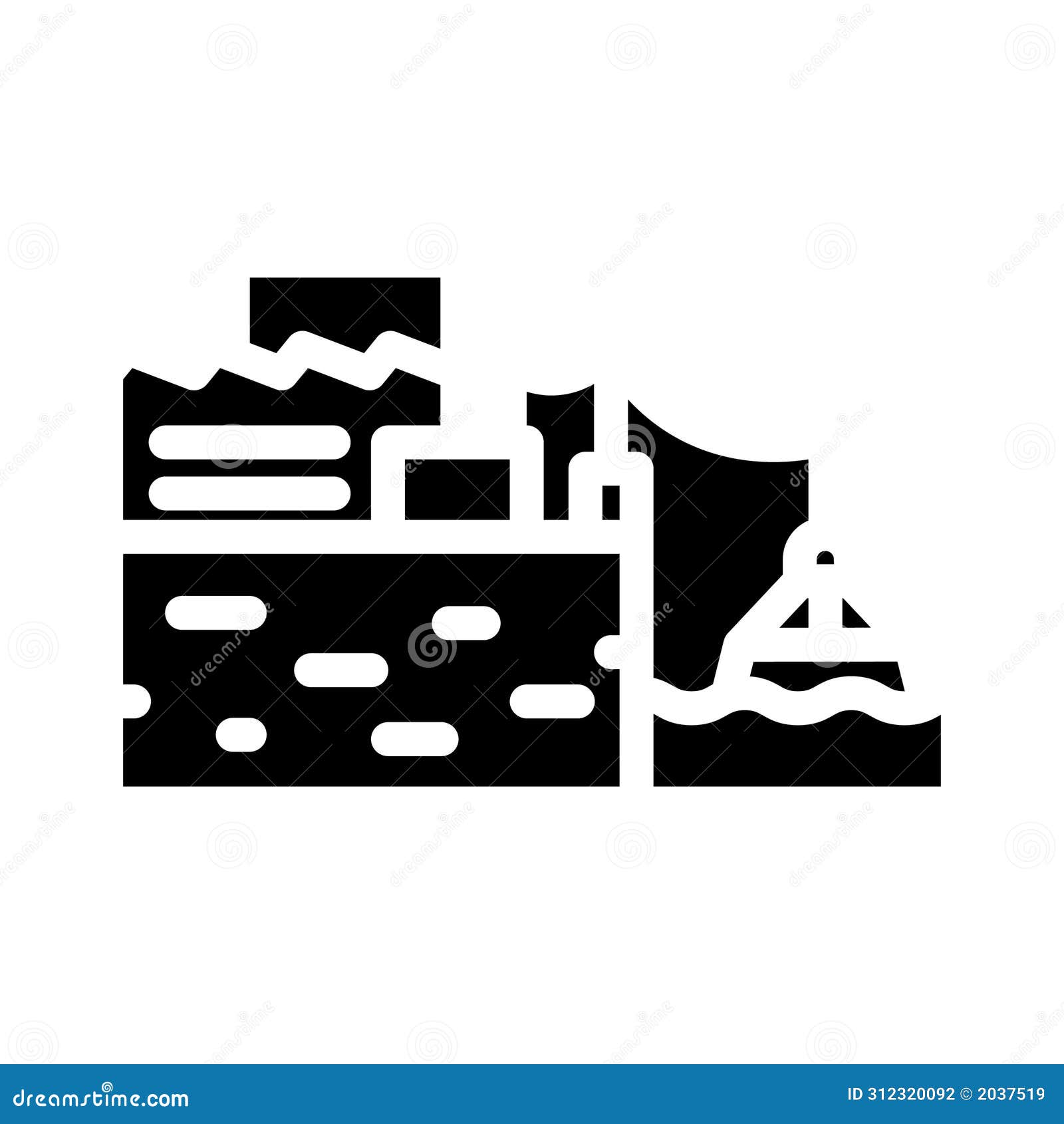 Coastal Power Tidal Power Glyph Icon Vector Illustration Stock Vector ...