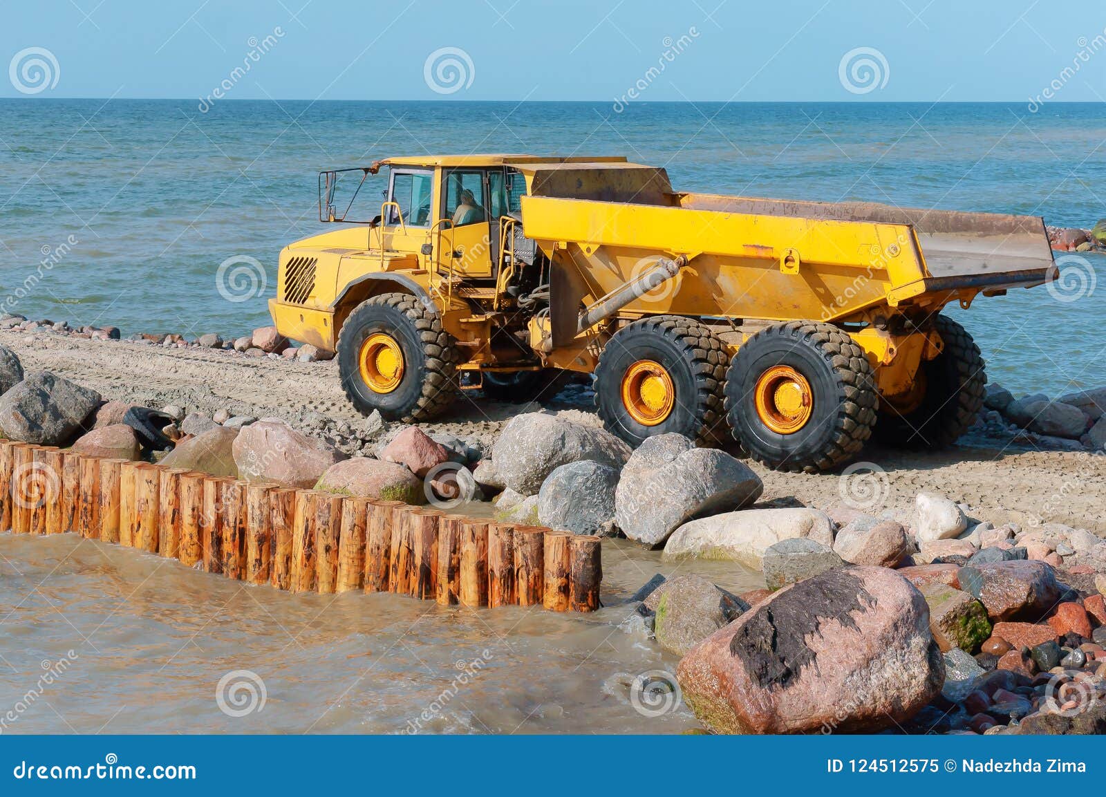 Coastal Protection Measures, Construction Equipment on the Shore, the ...