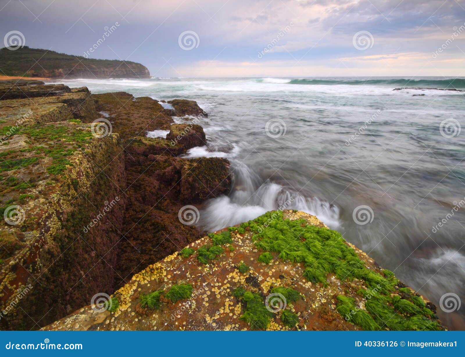 Coastal Shoreline with Flowing Water Stock Photo - Image of mist ...