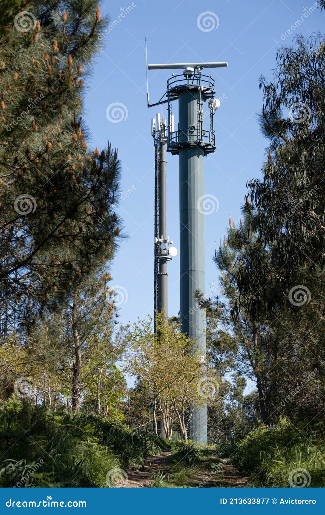 Coastal Surveillance Radar System on Forest Stock Image - Image of ...