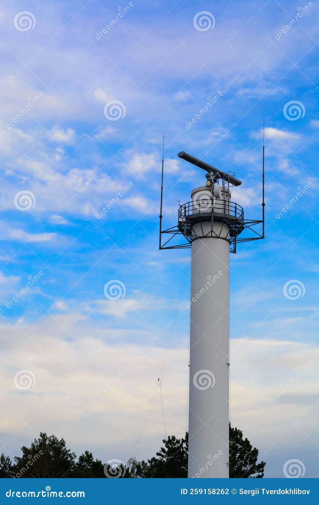 COASTAL SURVEILLANCE Radar System. the Marine Radar on Tower. Stock ...