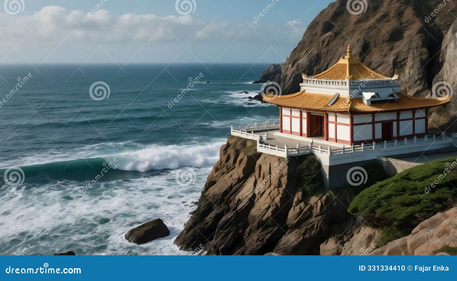 Coastal Temple Overlooking the Ocean Cliffs Stock Photo - Image of ...