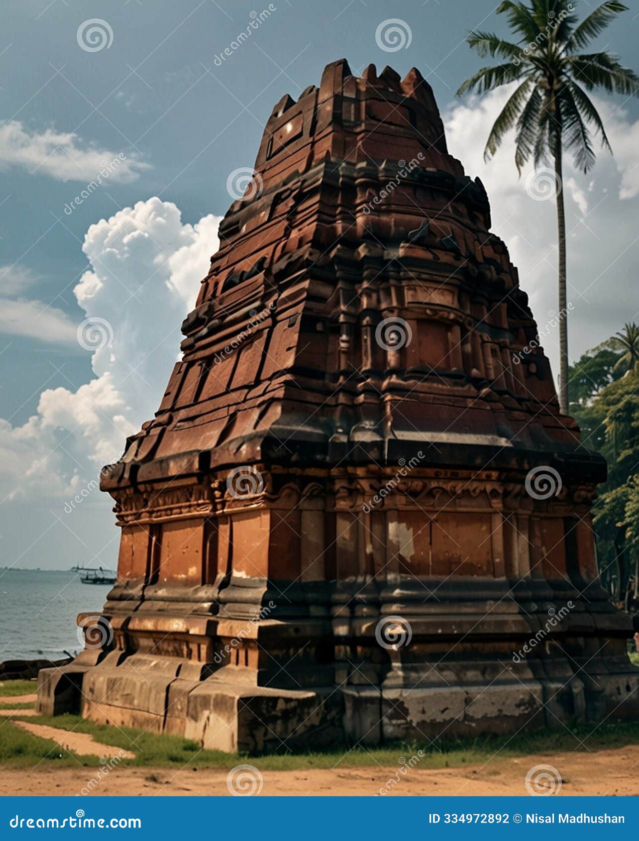 A Pyramid Shaped Structure With A Fire In The Background Royalty-Free ...