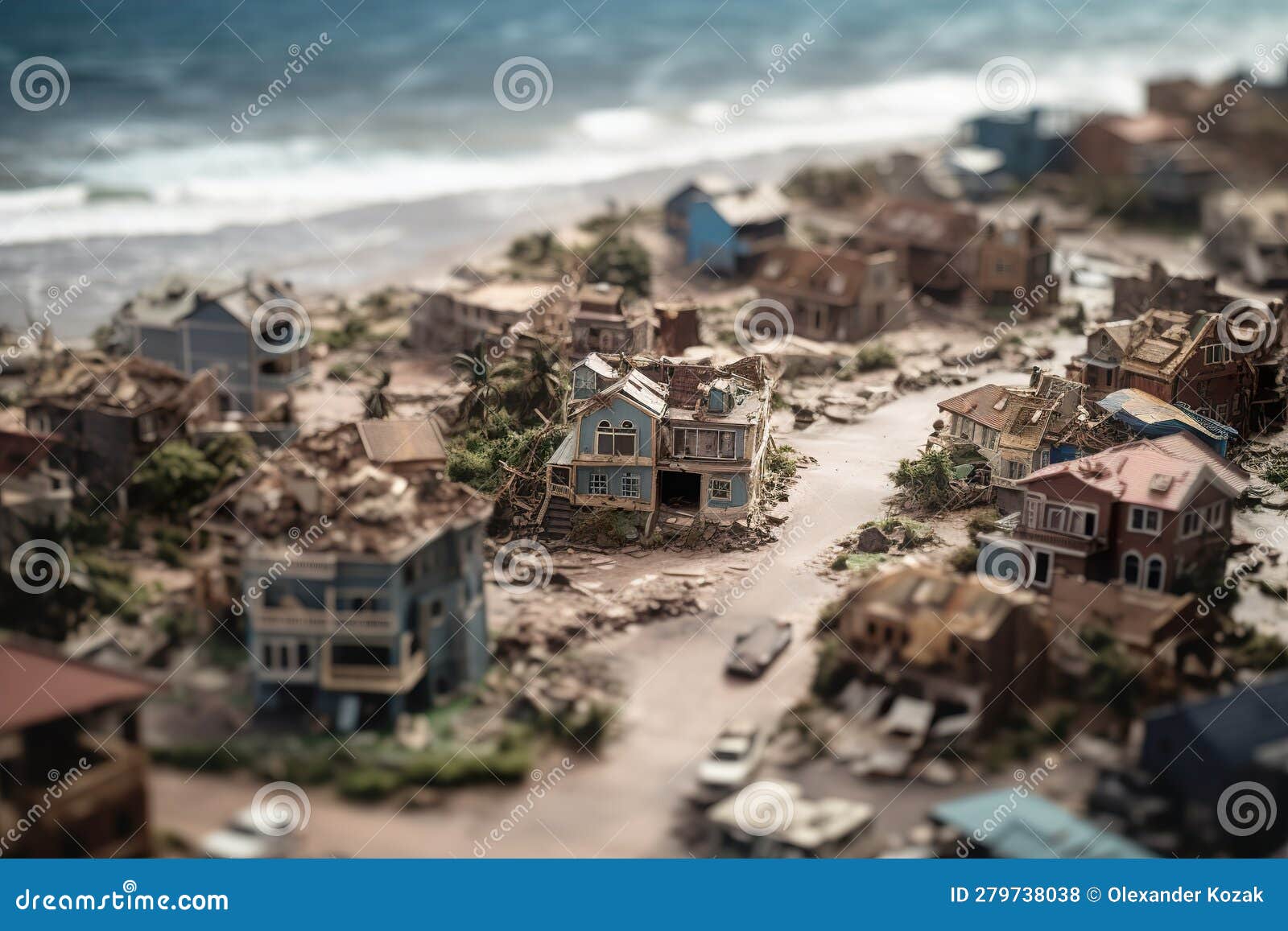 A Coastal Town Devastated by a Powerful Hurricane. Generative Ai Stock ...
