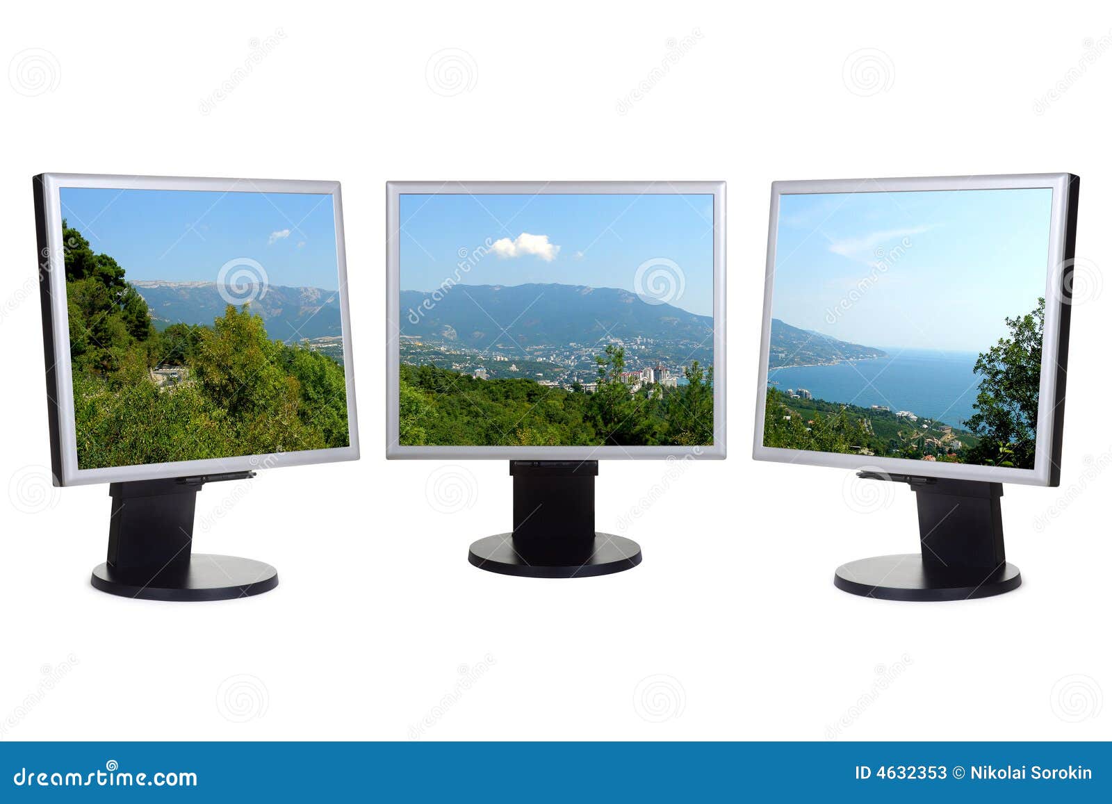 Coastal View On Computer Screens Royalty-Free Stock Photography ...