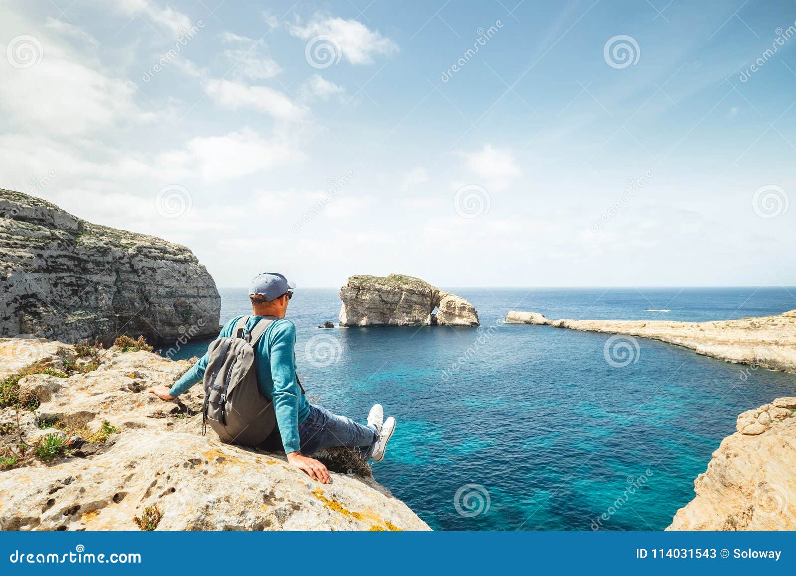 Coastal Walker Relax on Rocky Seaside Stock Image - Image of relax ...