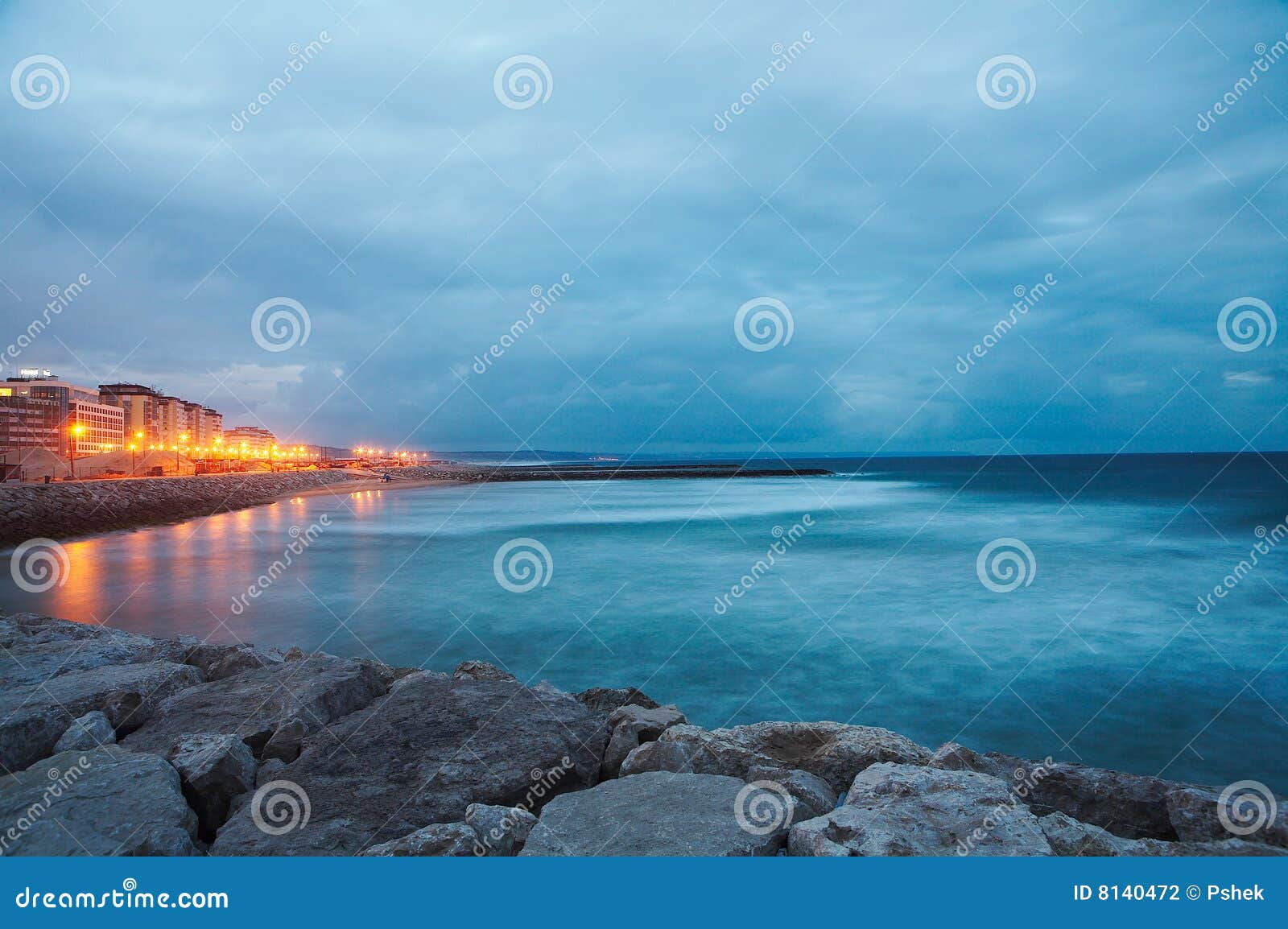 Coastline of Atlantic Ocean after Sunset Stock Photo - Image of ...