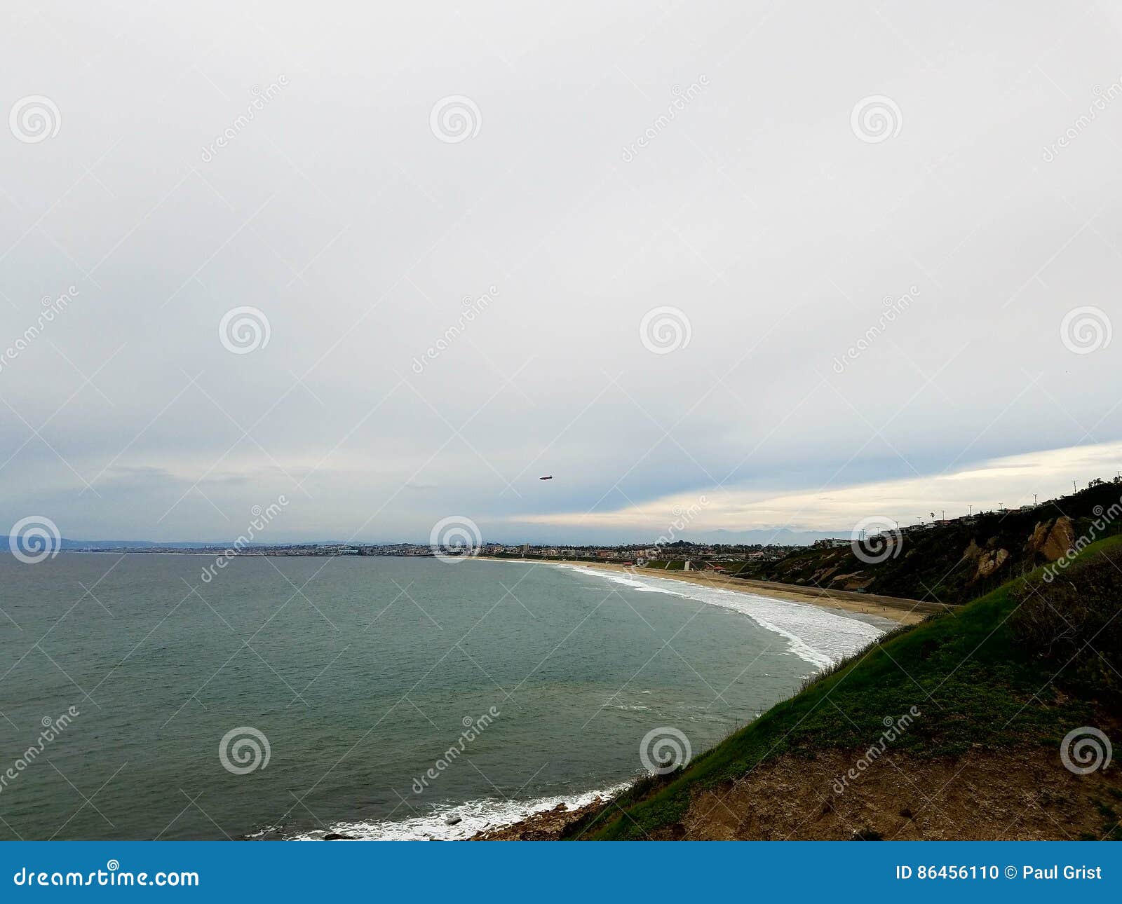 Coastline with Blimp in the Distance Stock Photo - Image of interesting ...