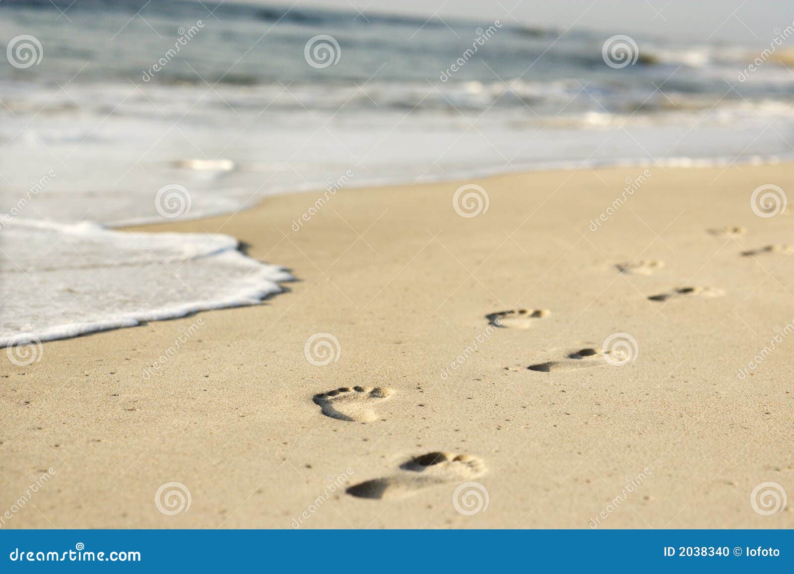 Coastline with Footprints and Waves. Stock Photo - Image of color ...