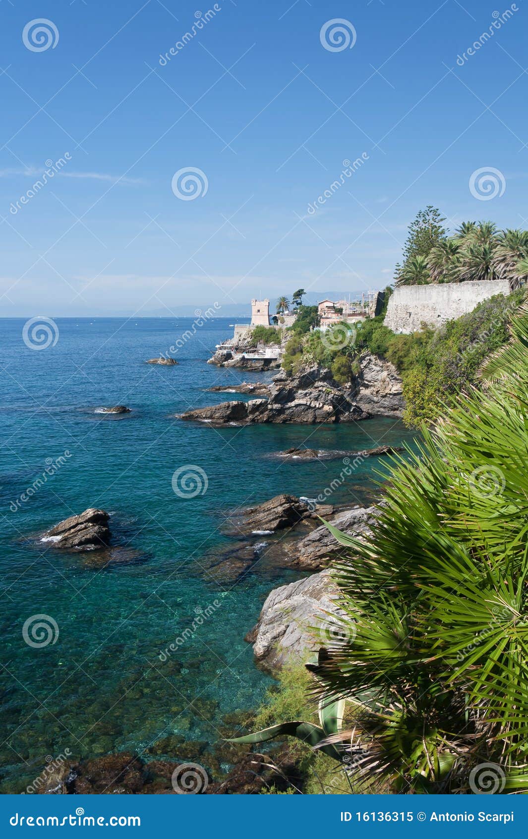 Coastline in Genova Nervi stock image. Image of nervi - 16136315
