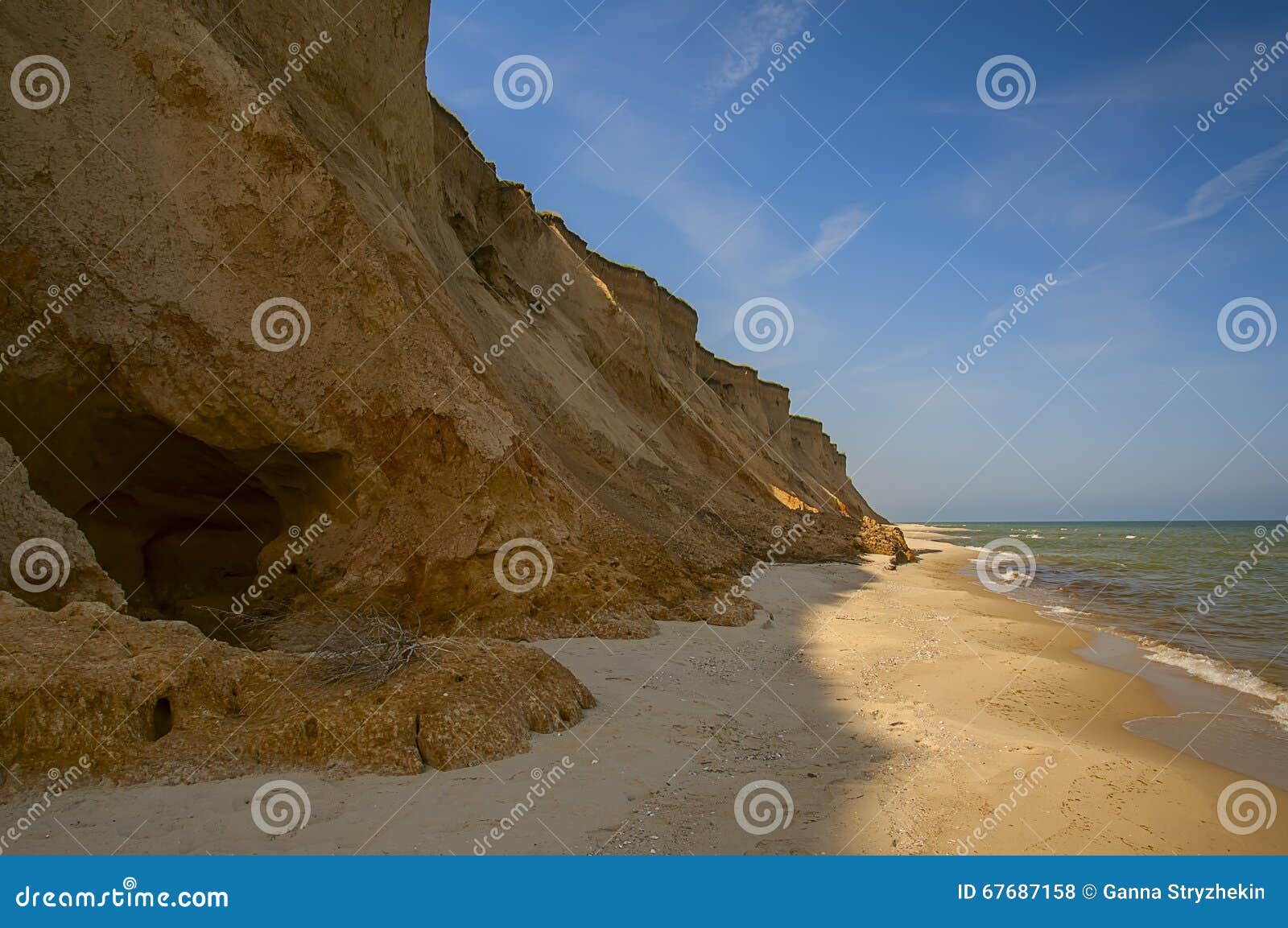 The Coastline with High Clay Cliffs Stock Photo - Image of beach, crack ...
