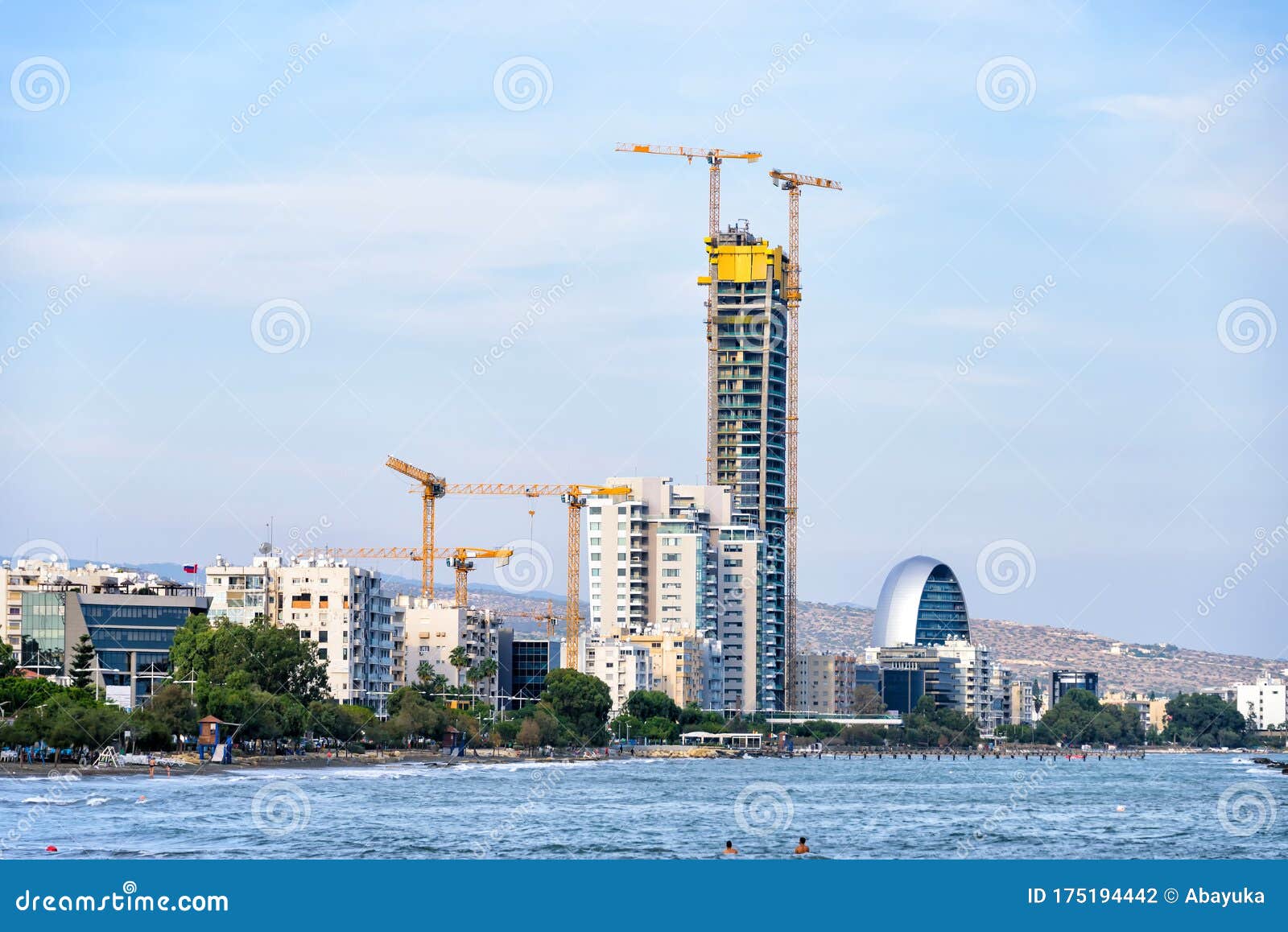 Coastline of Limassol, Cyprus with Construction Sites Stock Photo ...