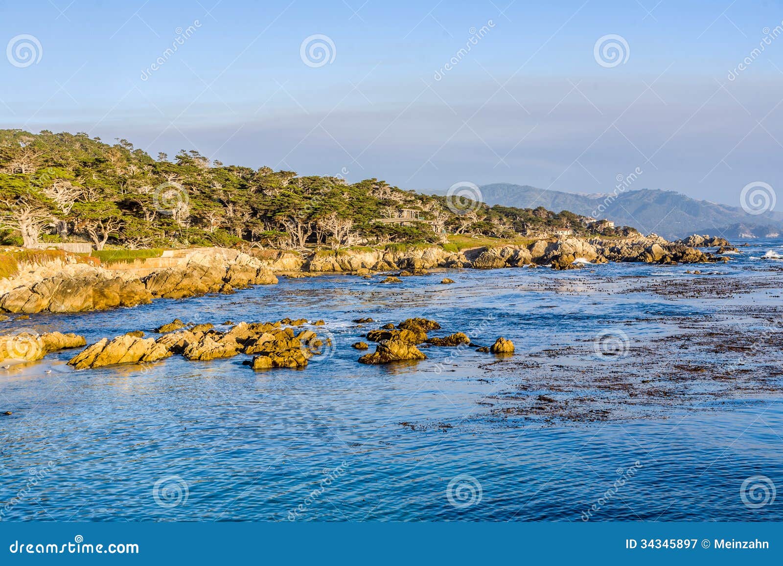 Coastline at Point Lobos in Sunset Stock Image - Image of architecture ...