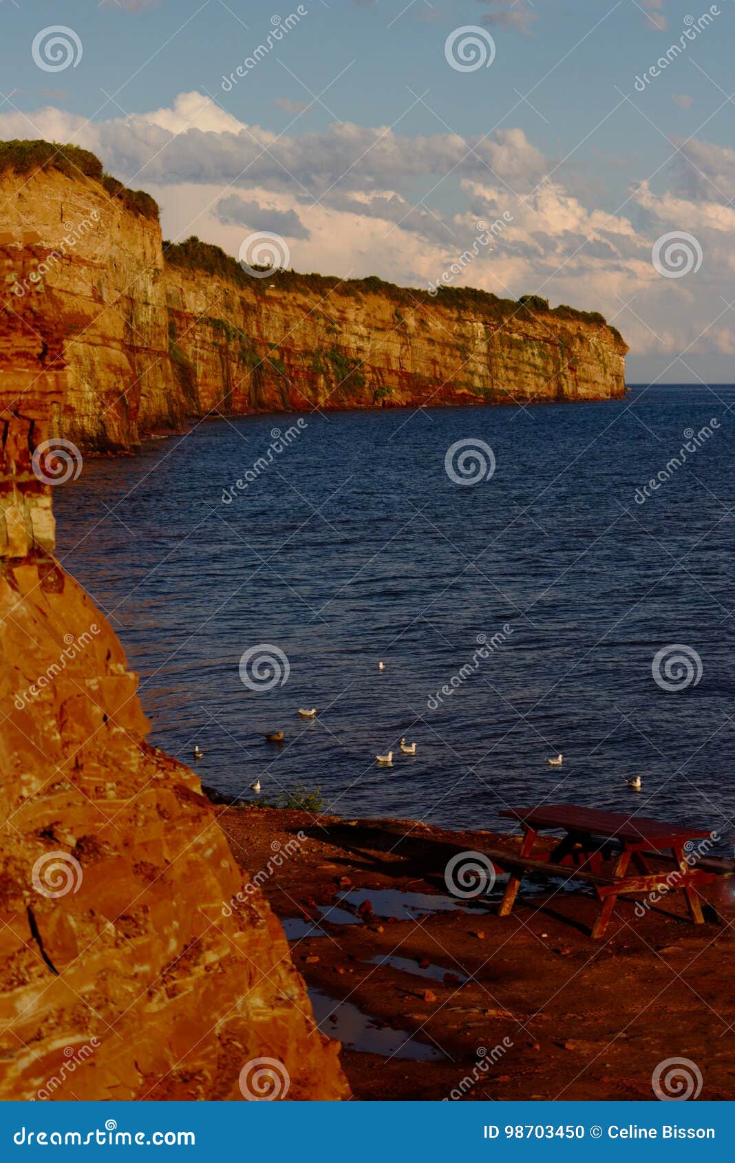 Coastline with the Red Earth at Caplan, Quebec Stock Photo - Image of ...