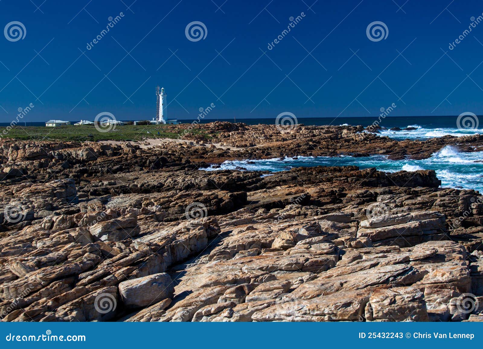 Coastline Rocks White Lighthouse Stock Image - Image of shipping ...