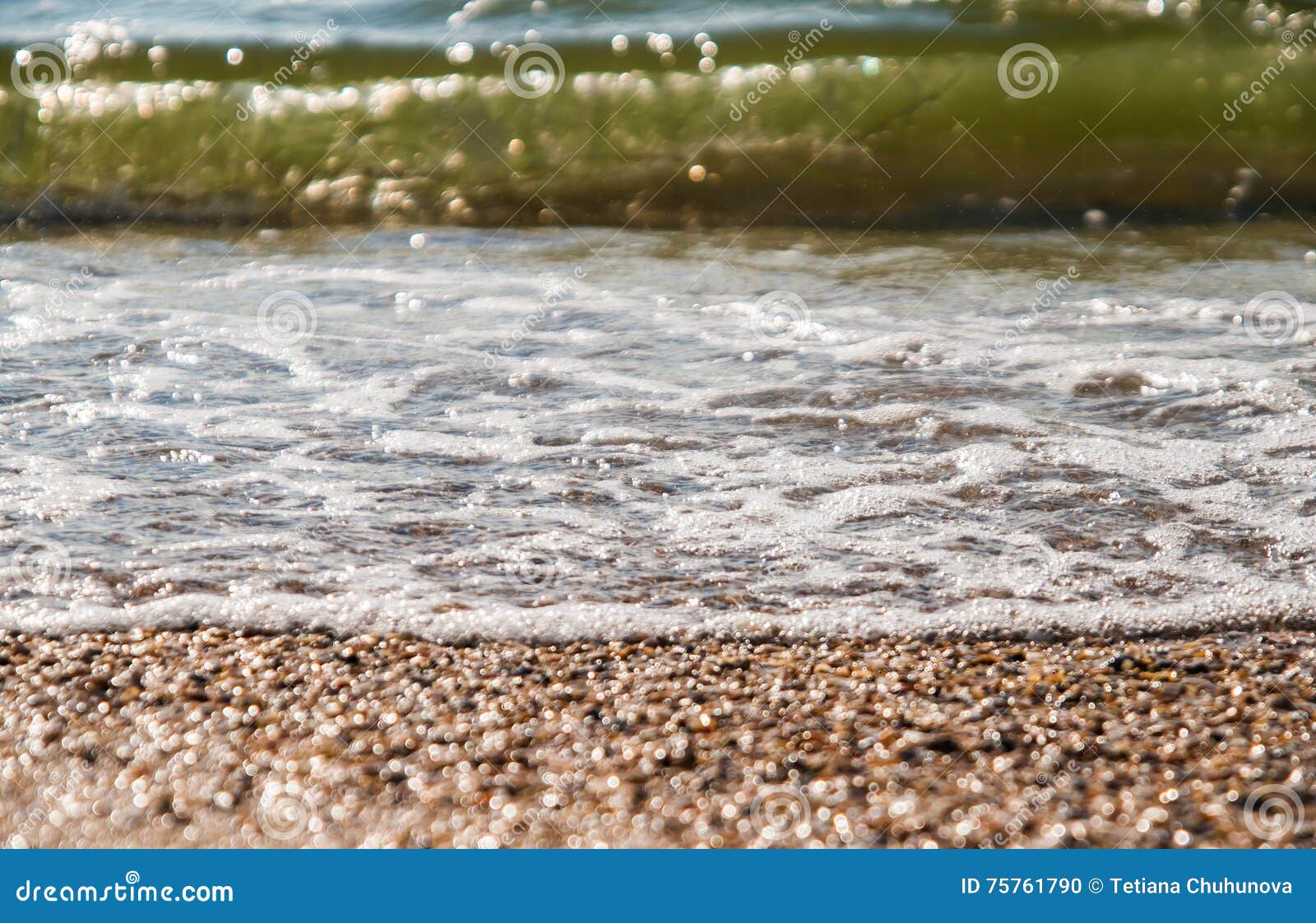 Coastline with Waves and Small Shells in the Sunshine Stock Photo ...