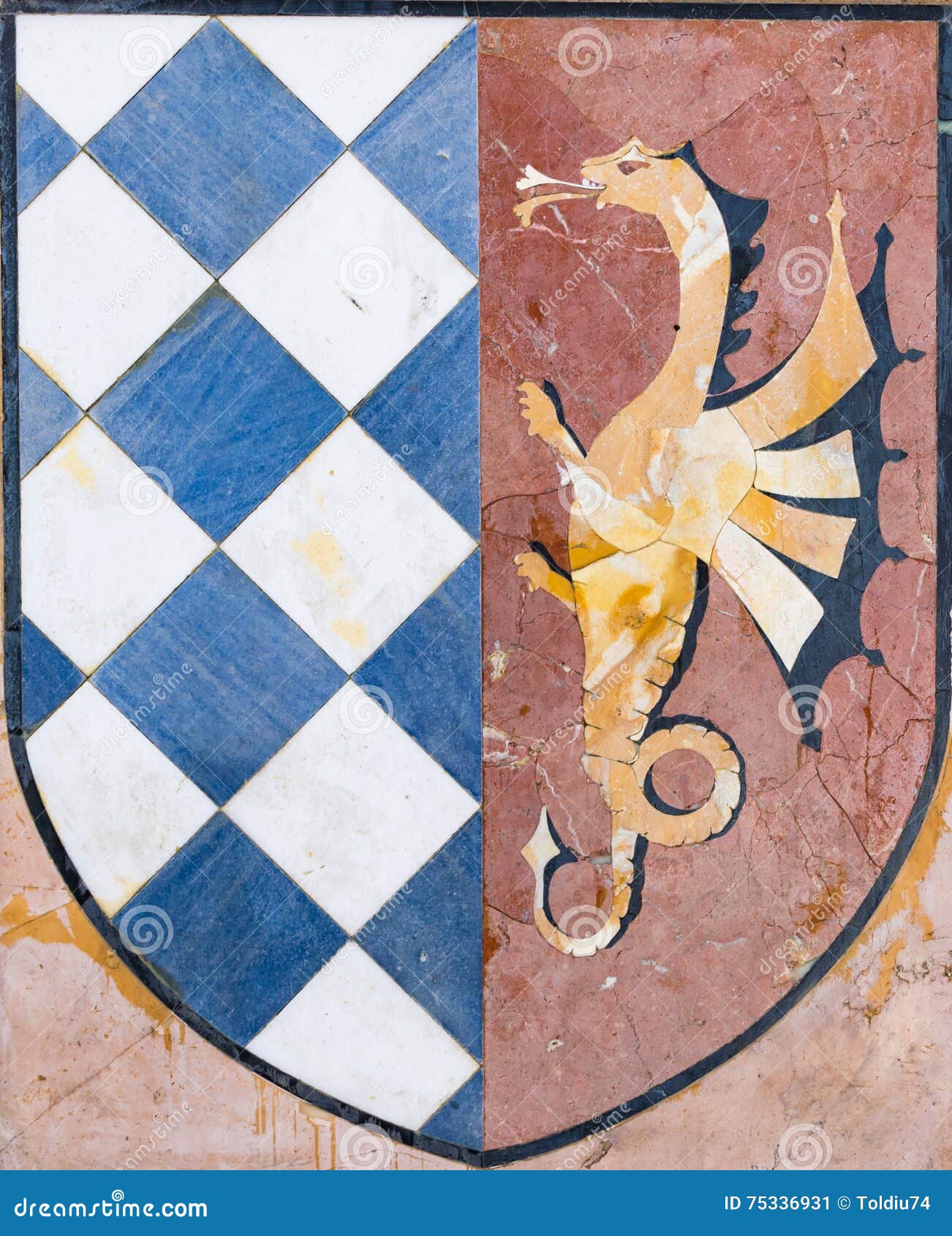 Coat of Arms Depicting a Shield with Dragon. Stock Image - Image of ...