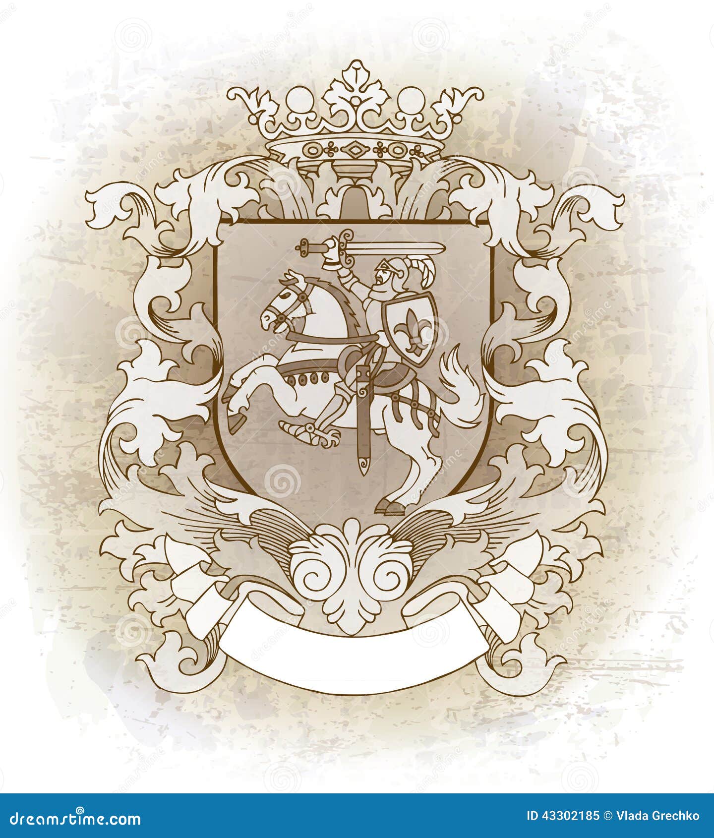 Coat of arms drawn by hand stock vector. Illustration of service - 43302185