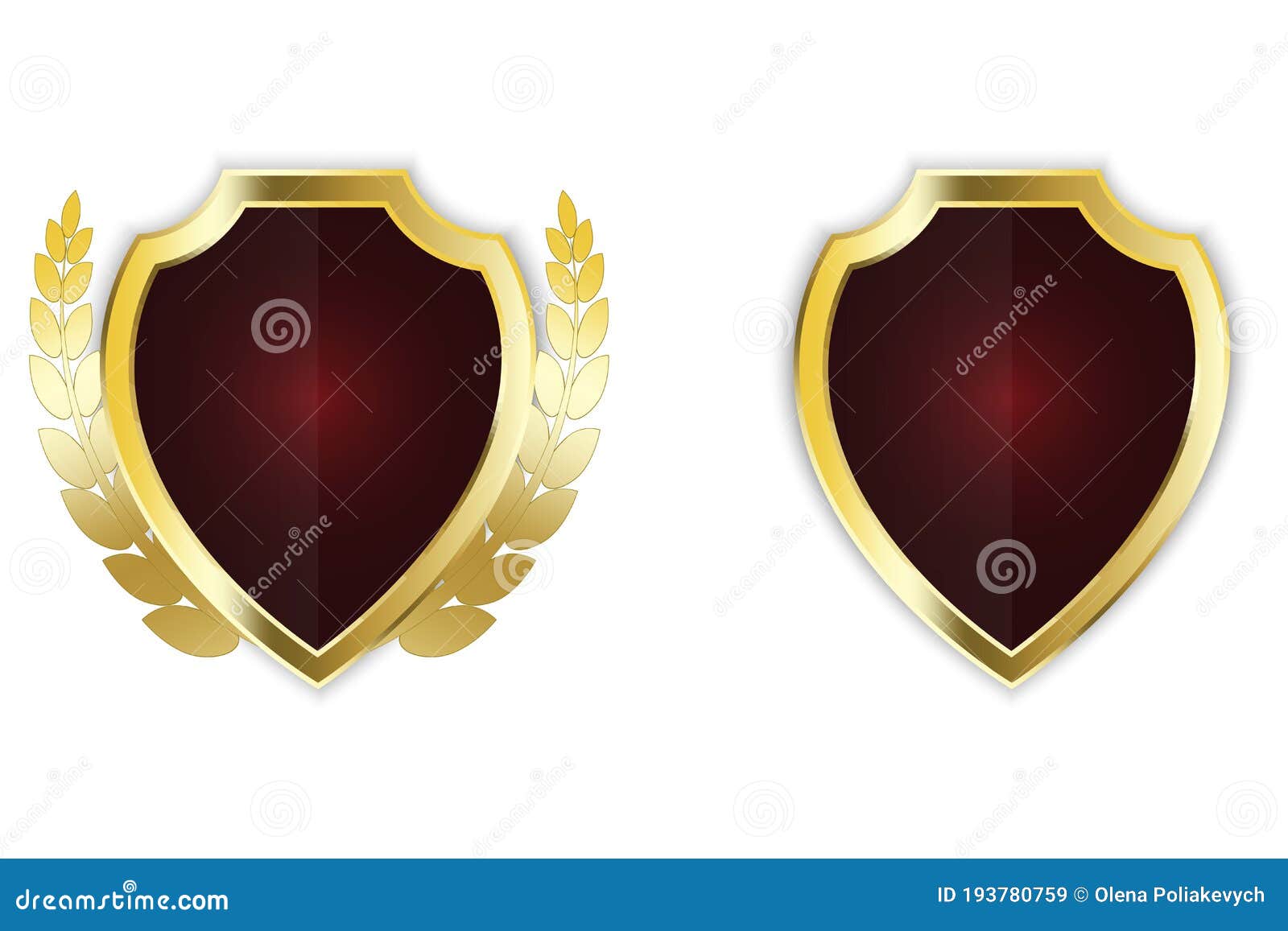 Coat of Arms in the Form of a Shield. Red Shield with a Wreath. Vector ...