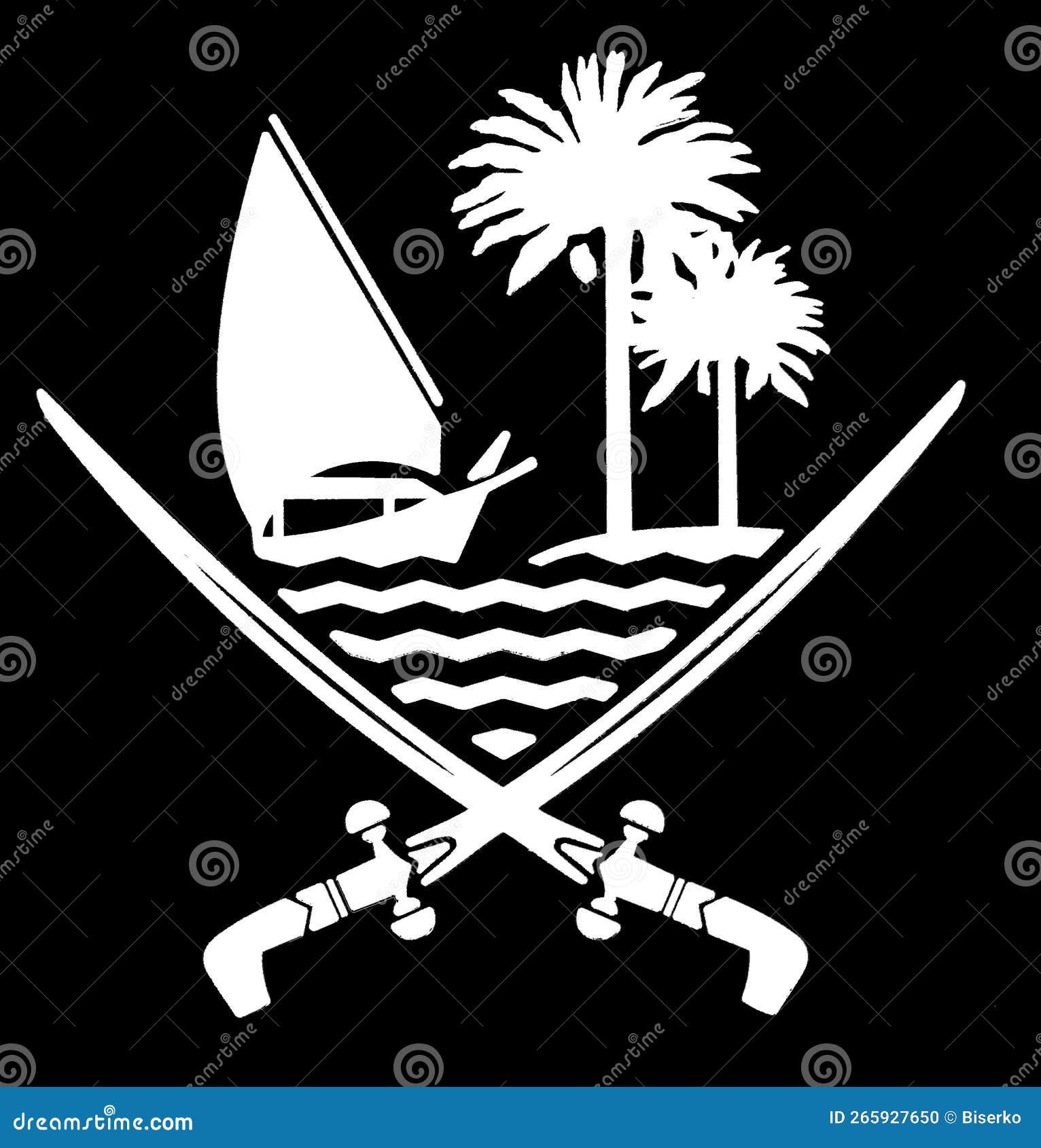 Coat of arms of Qatar stock illustration. Illustration of sail - 265927650