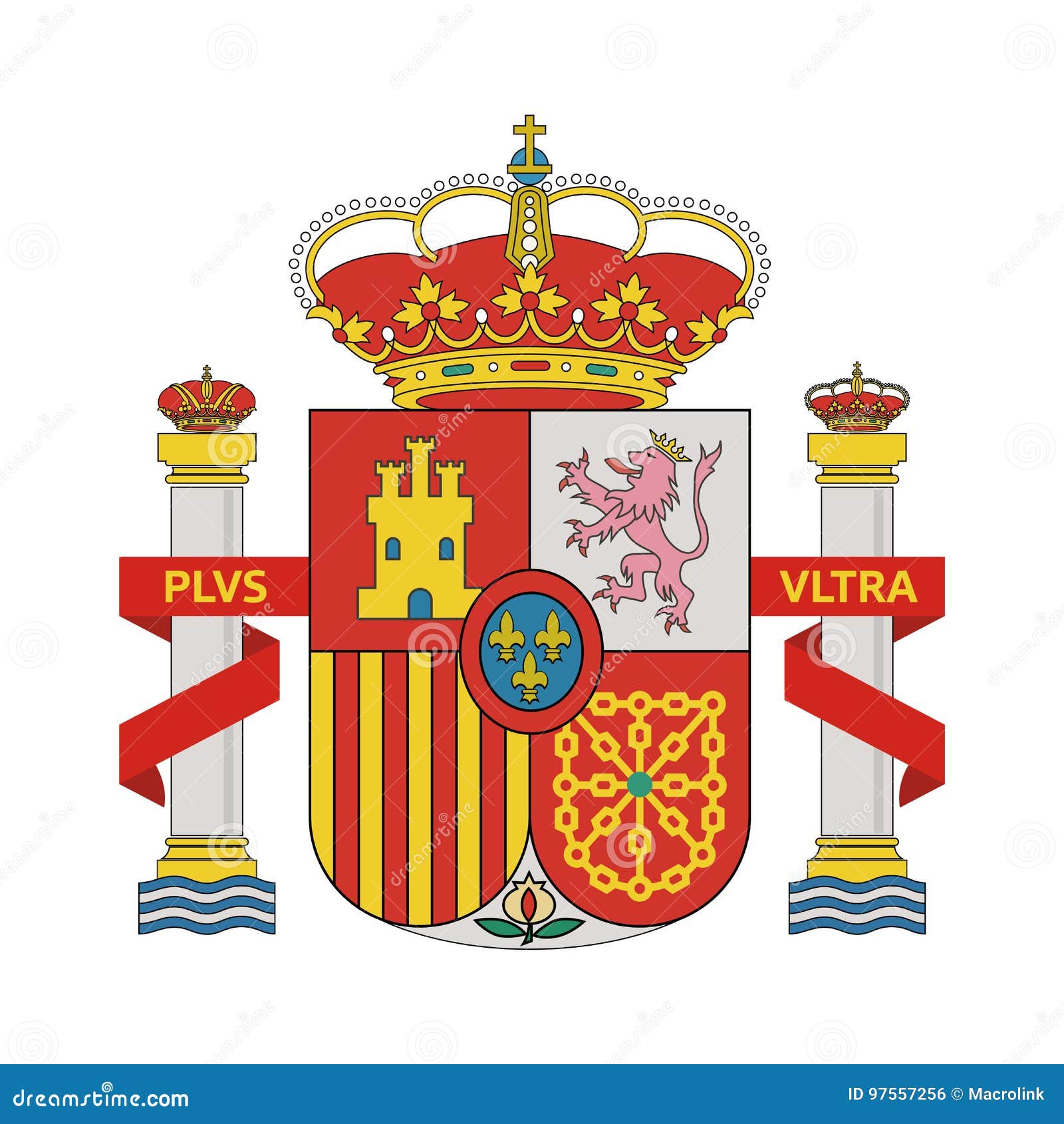Coat of Arms of Spain stock vector. Illustration of kingdom - 97557256