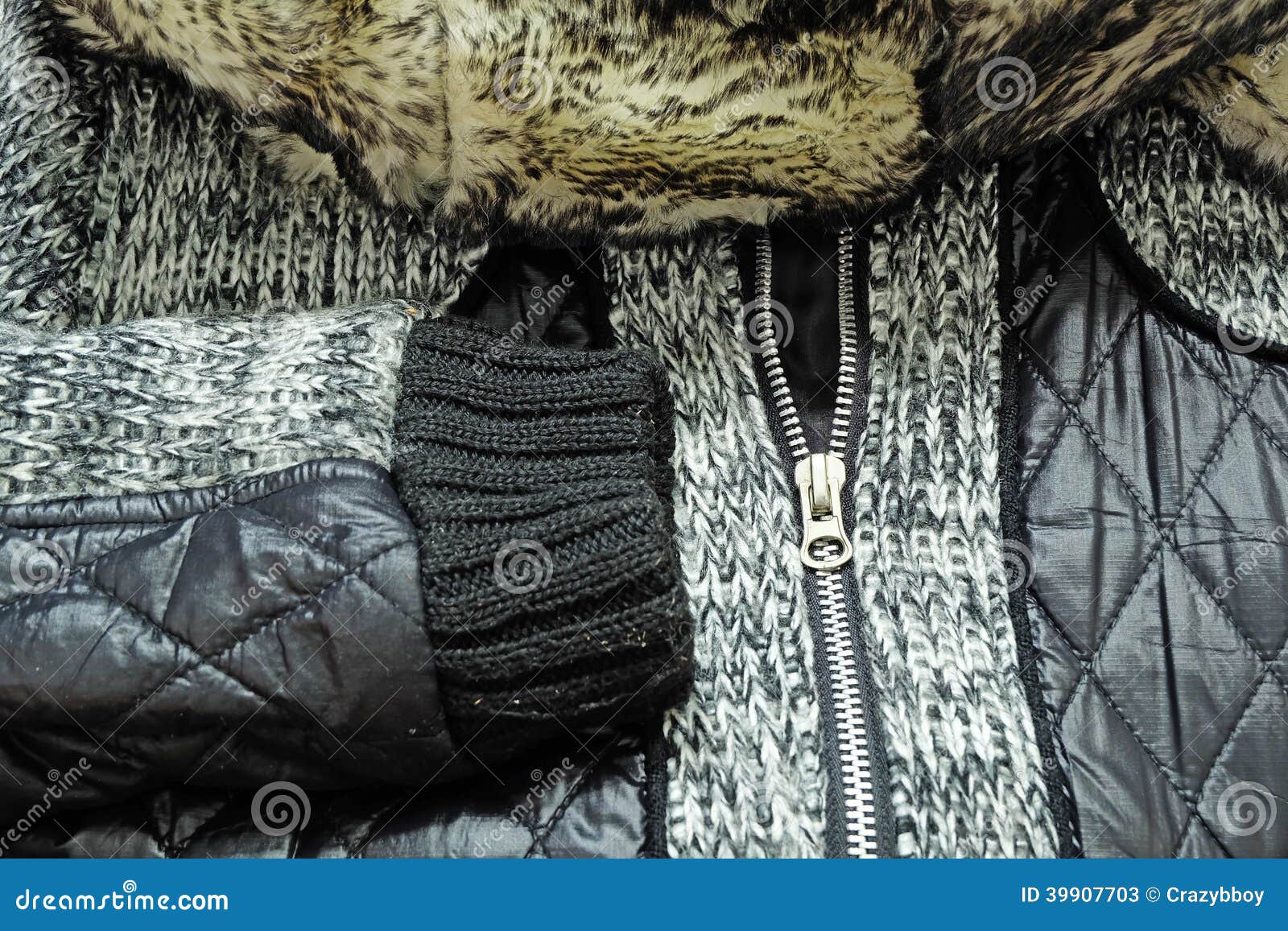 Coat with Different Texture Stock Image - Image of snow, material: 39907703