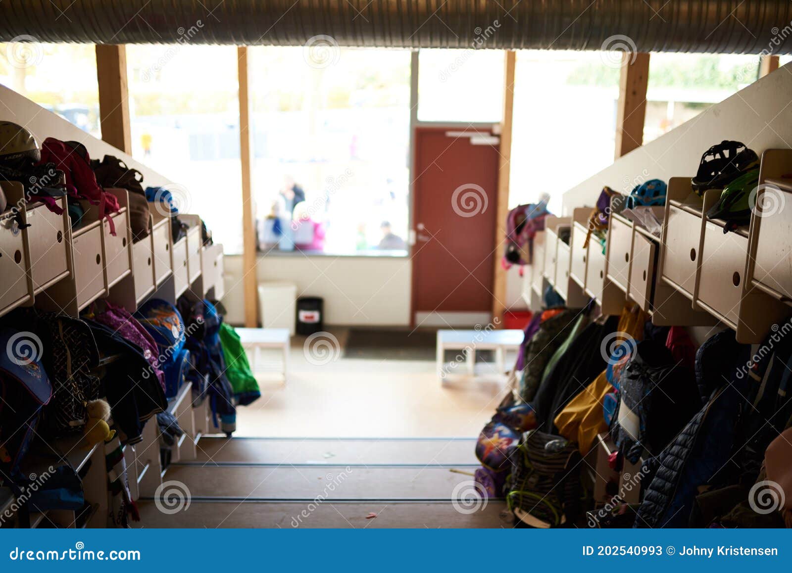 Coat Racks on Stairs for Students Stock Image - Image of hanger, hooks ...