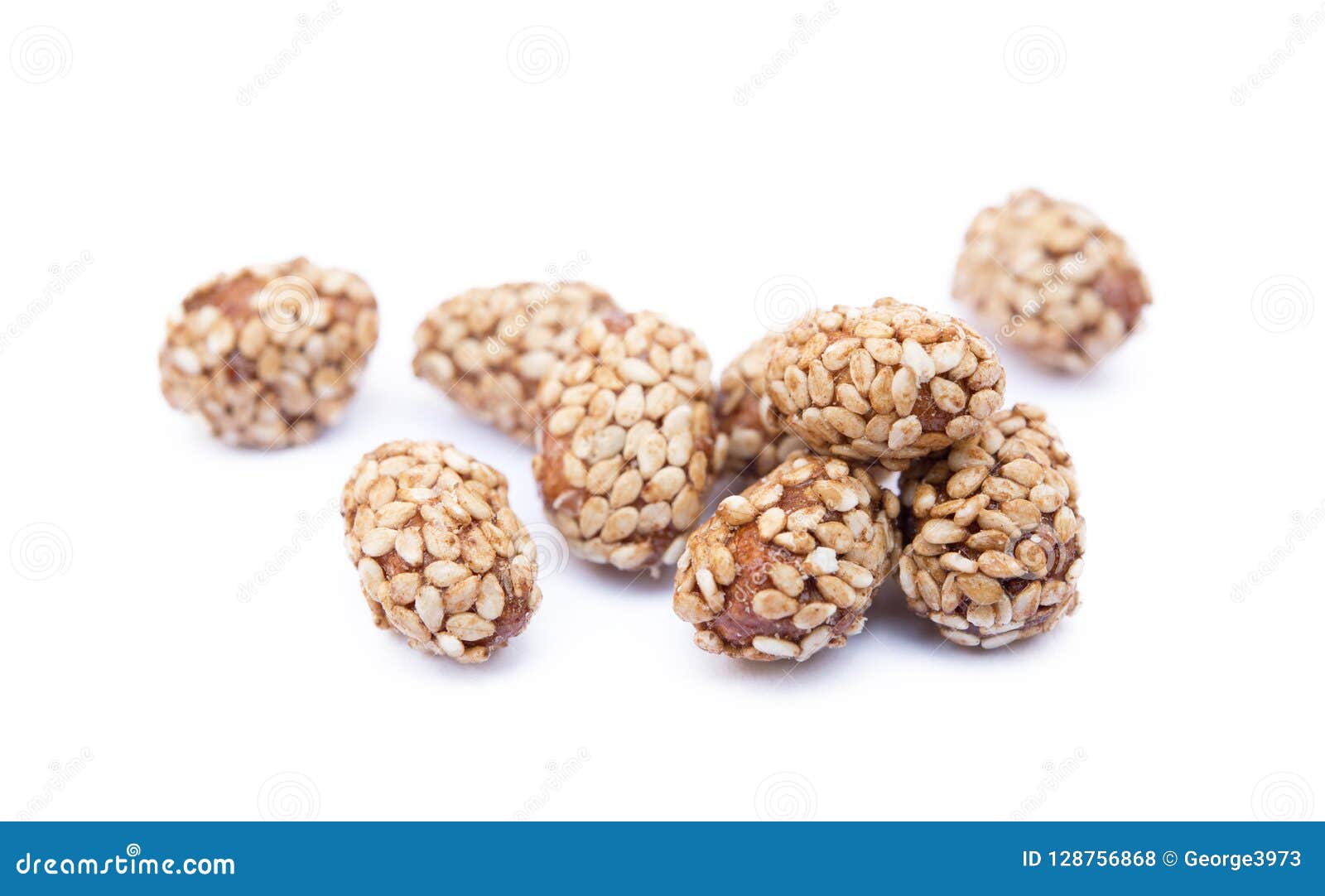 Coated peanuts with sesame stock photo. Image of confection - 128756868