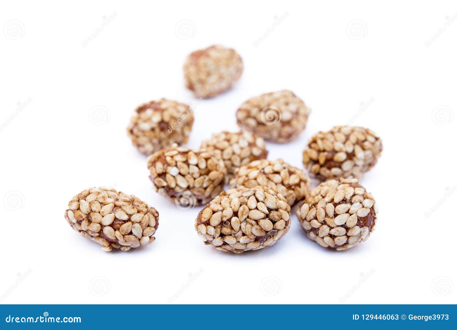 Coated peanuts with sesame stock image. Image of dessert - 129446063