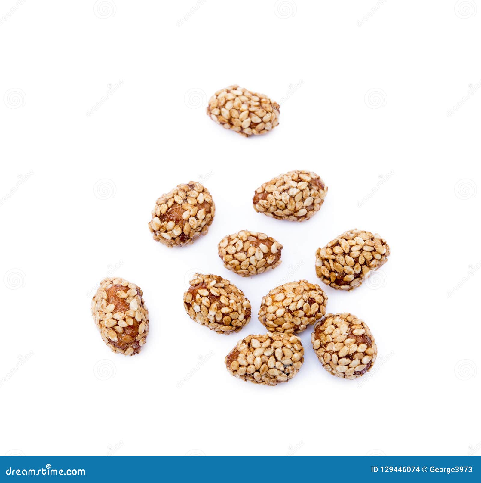 Coated peanuts with sesame stock photo. Image of nutrition - 129446074