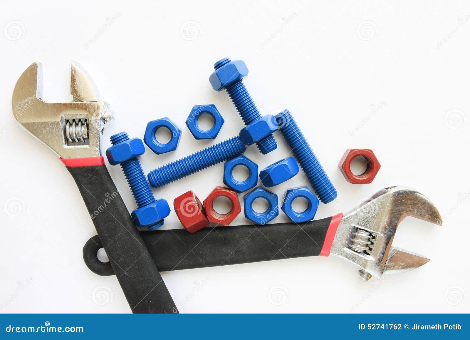 Coated Stud Bolt and Nut on Wood Texture Stock Photo - Image of coated ...