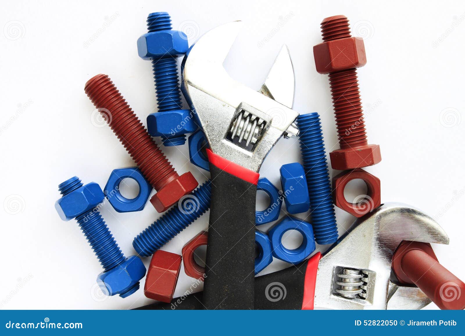 Coated Stud and Bolt with Spanner Stock Photo - Image of wrench, coated ...