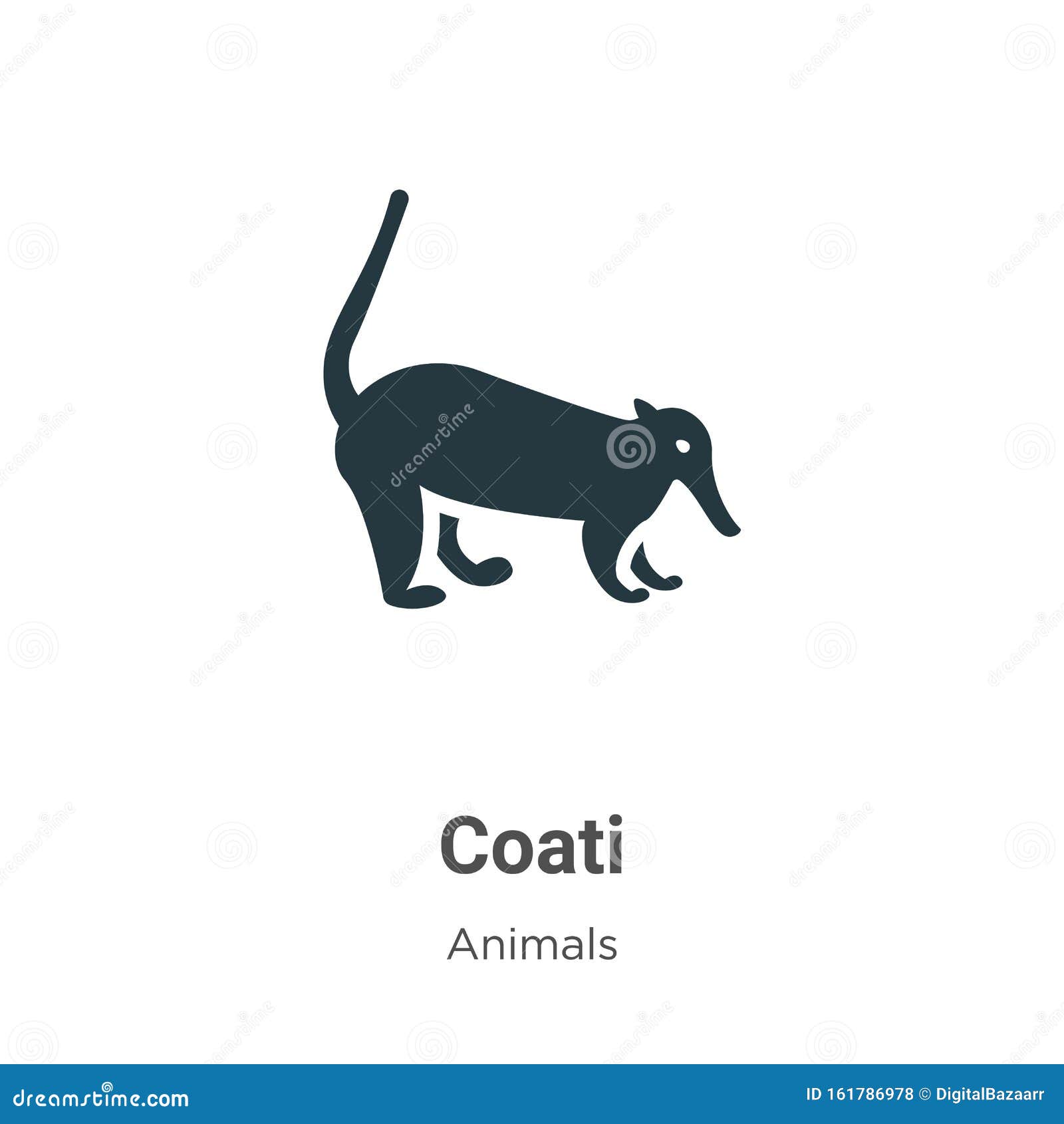 Coati Vector Icon on White Background. Flat Vector Coati Icon Symbol ...