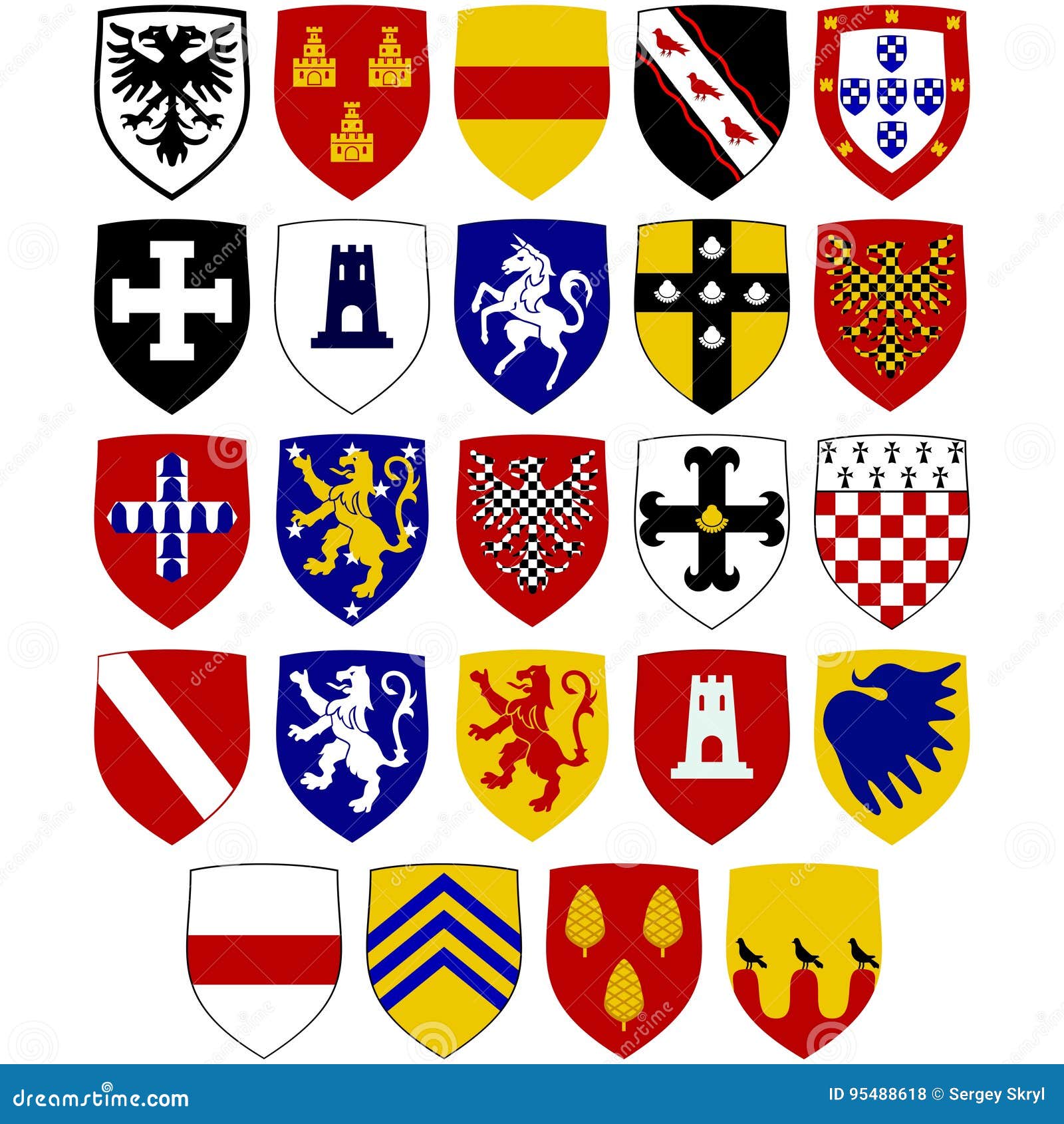 Coats of Arms on the Shields at the Hospitaller Knights Stock Vector ...