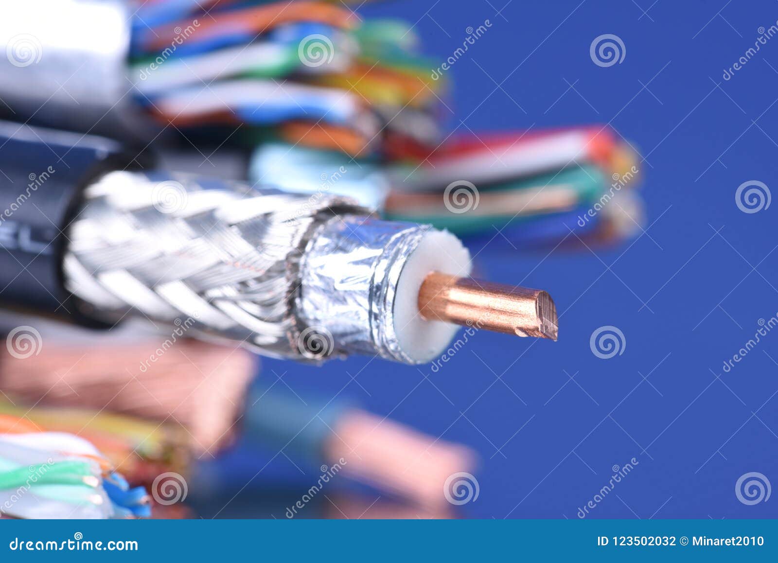 Coaxial cable close-up stock photo. Image of electric - 123502032