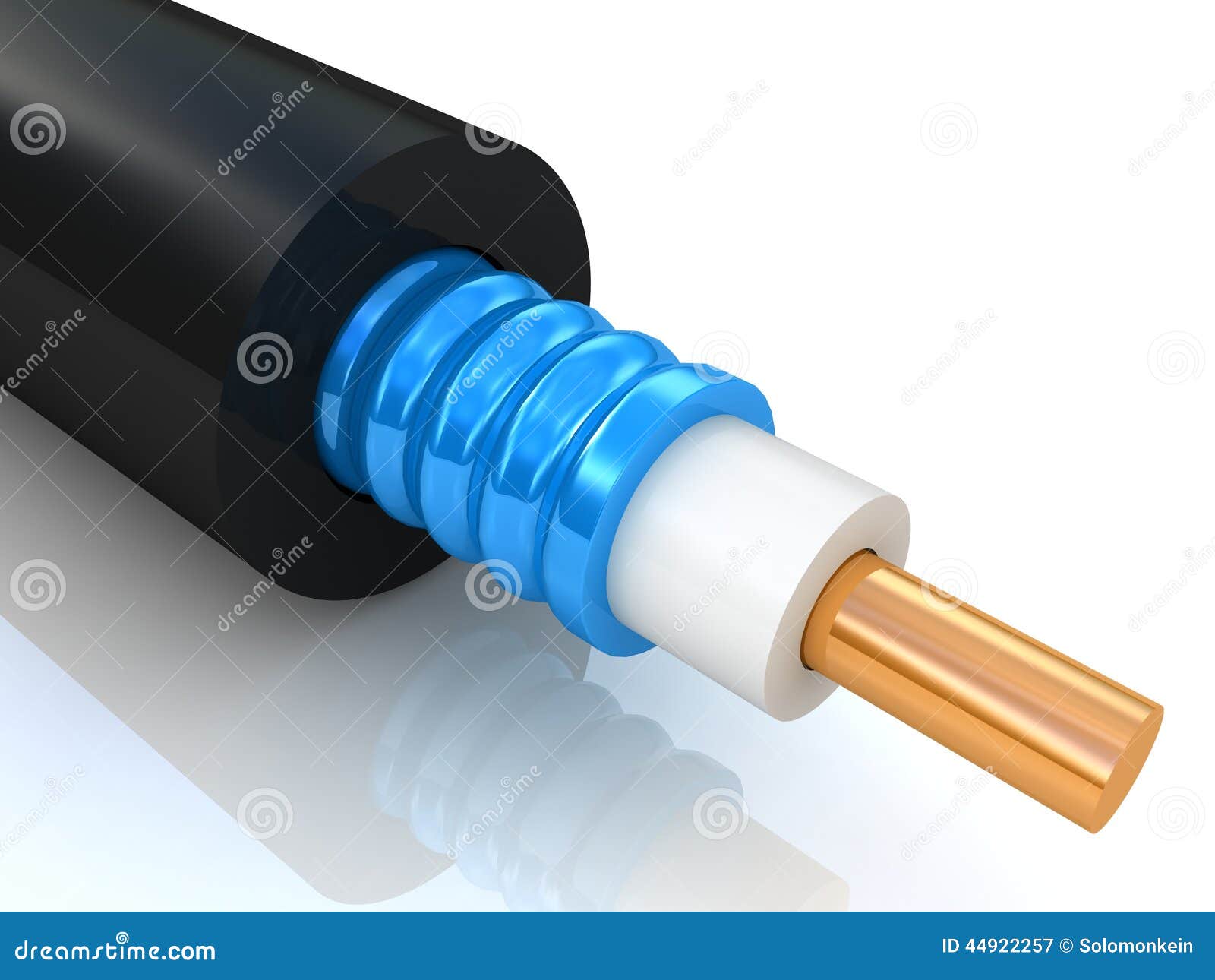 Coaxial Cable Components And Inner Copper Wire Structure Outline ...