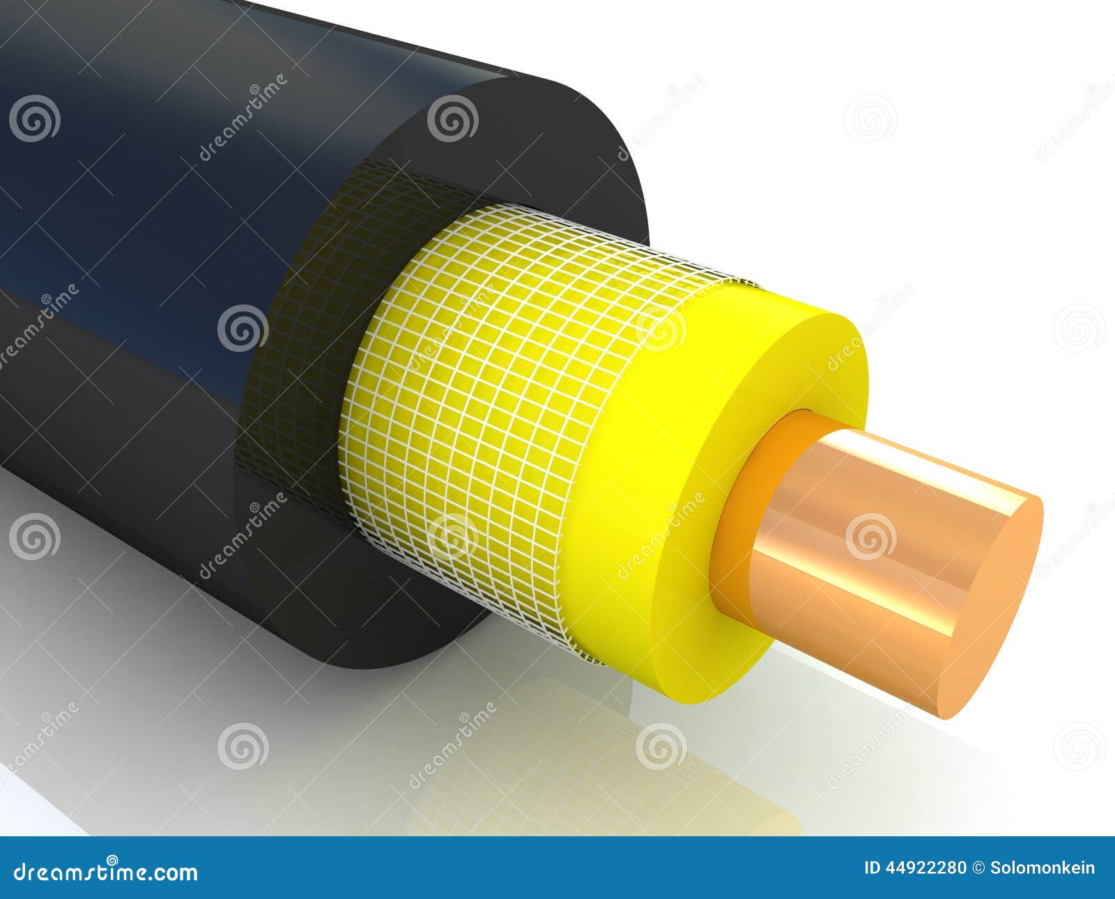 Coaxial Cable Components And Inner Copper Wire Structure Outline ...