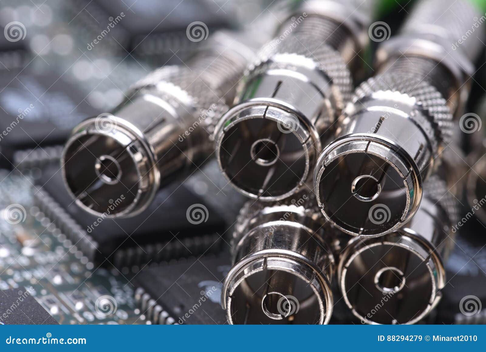 Coaxial Cables with Electronic Board Stock Image - Image of coax ...