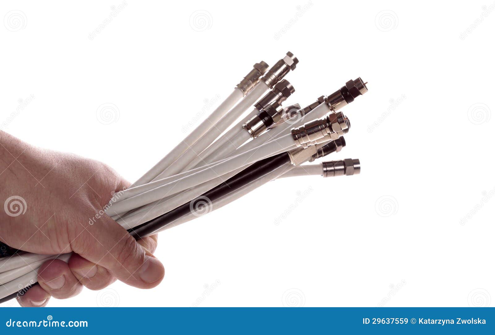 Coaxial cables in hand stock image. Image of equipment - 29637559